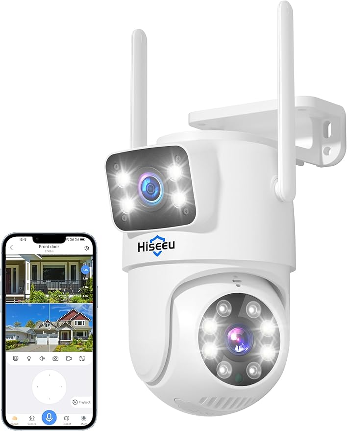 Hiseeu Wireless Security Camera Dual Lens 5G/2.4G WiFi PTZ Camera ...