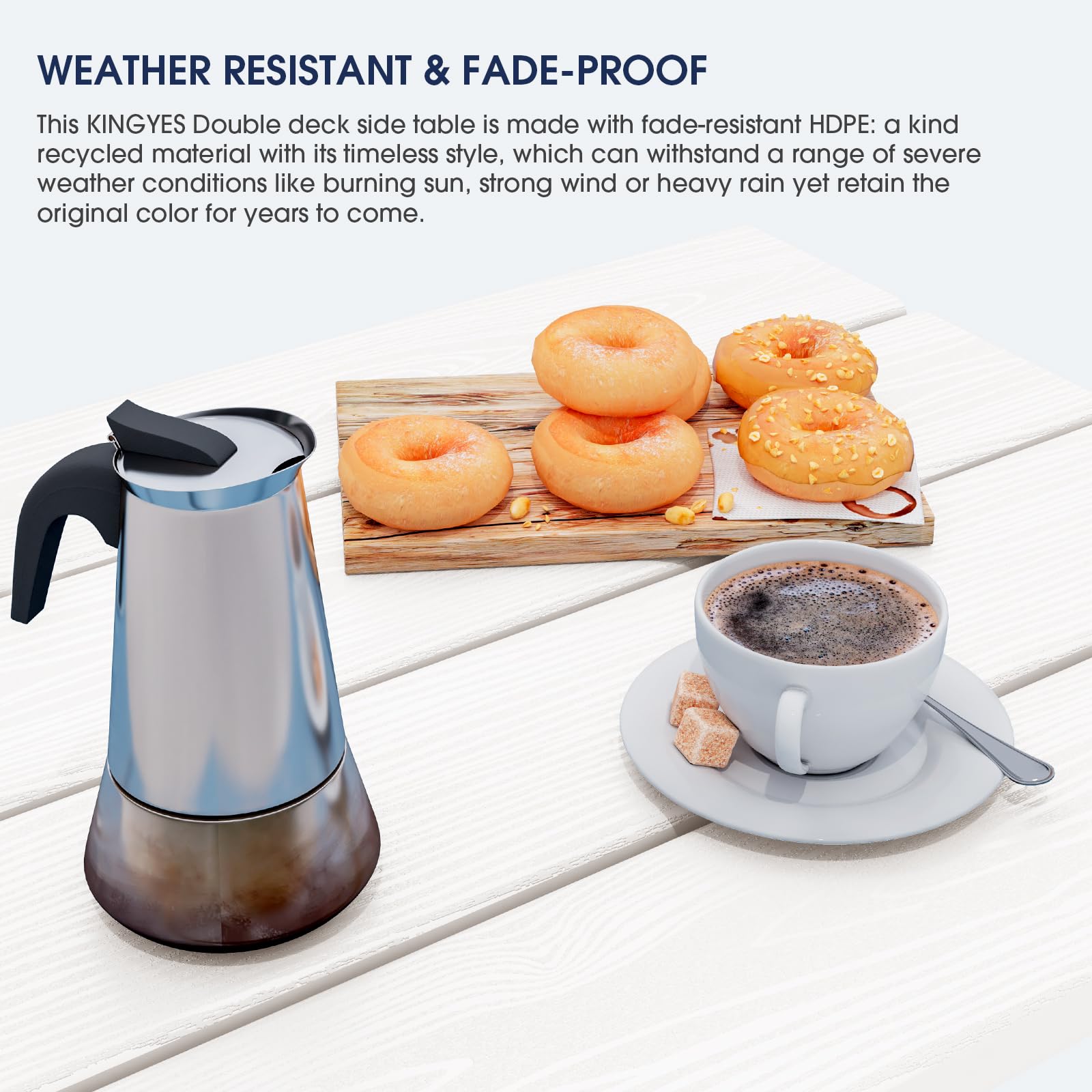 KINGYES Outdoor Side Table Set of 2, Double Layer Adirondack End Table ...