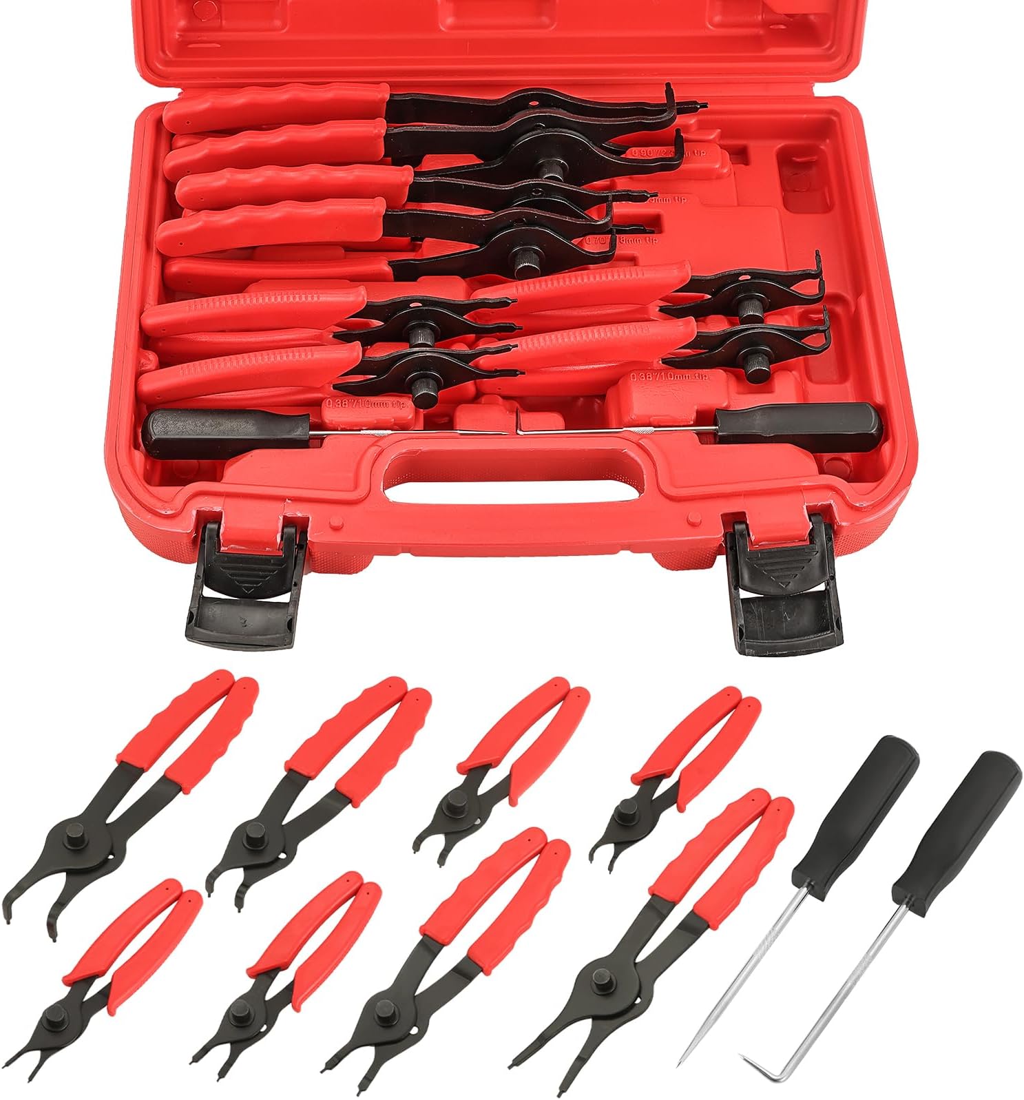 Glarks 225Pcs Heavy Duty Snap Ring Pliers Set, Straight & Bent Jaw ...