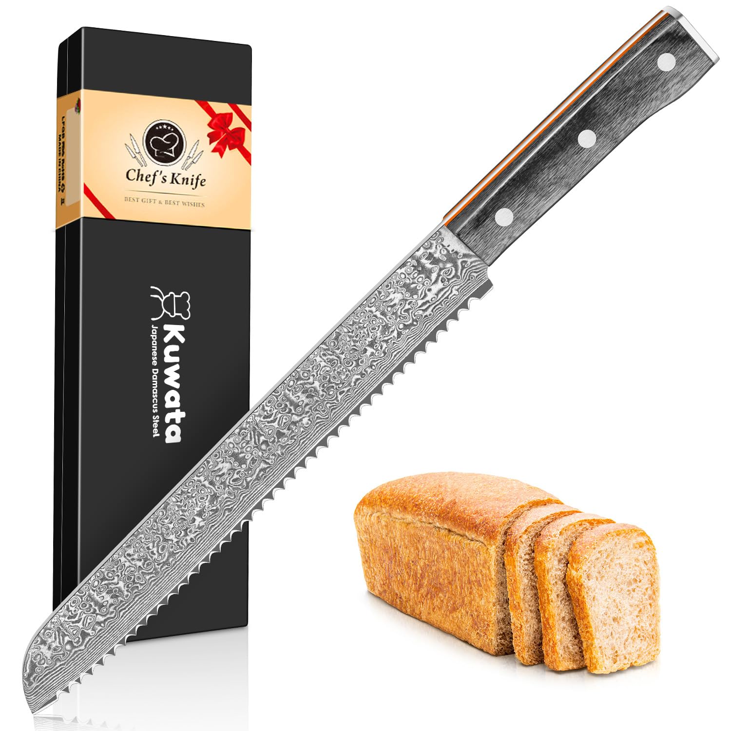 Amazon.com: Bread Knife, 10inch Multifunction Serrated Knife, VG10 ...