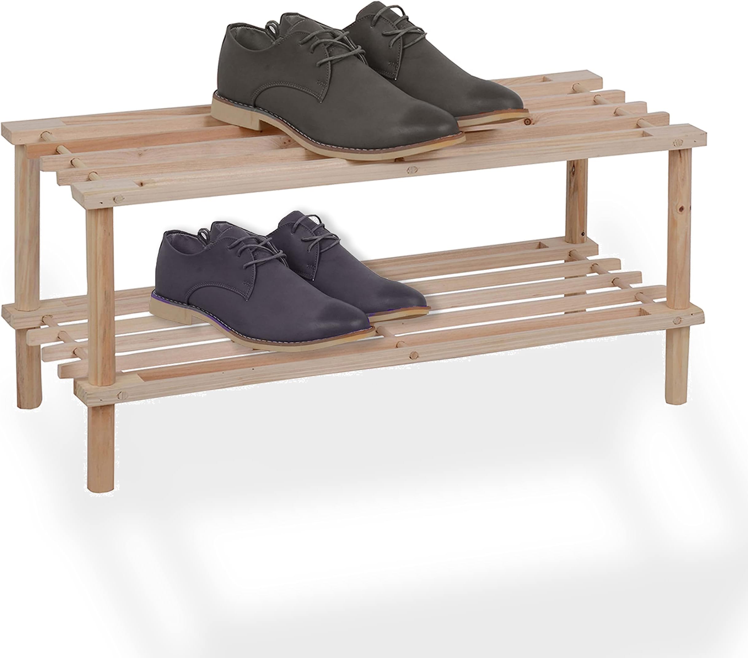 Milosc Natural Bamboo Wooden Shoe Rack Storage Shoe Stand 2, 3, 4 Tier ...