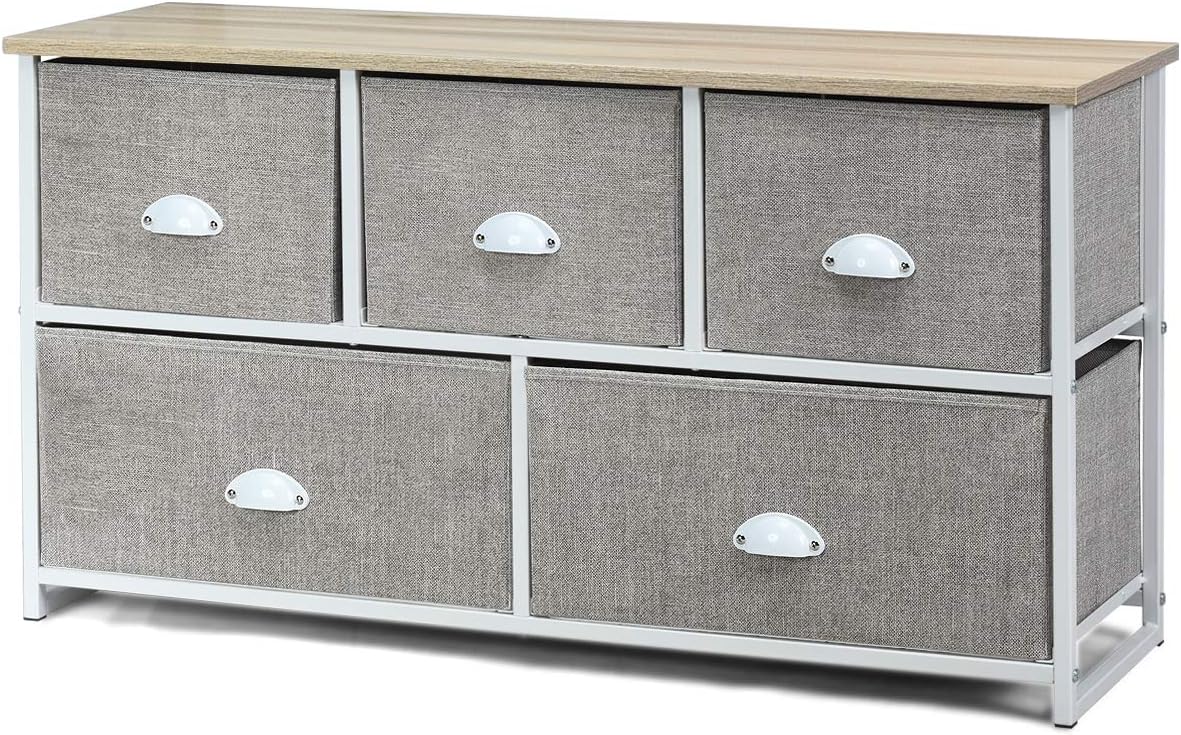 Joolihome Chest of Drawers, Storage Wardrobe Cabinet with 5 Fabric ...