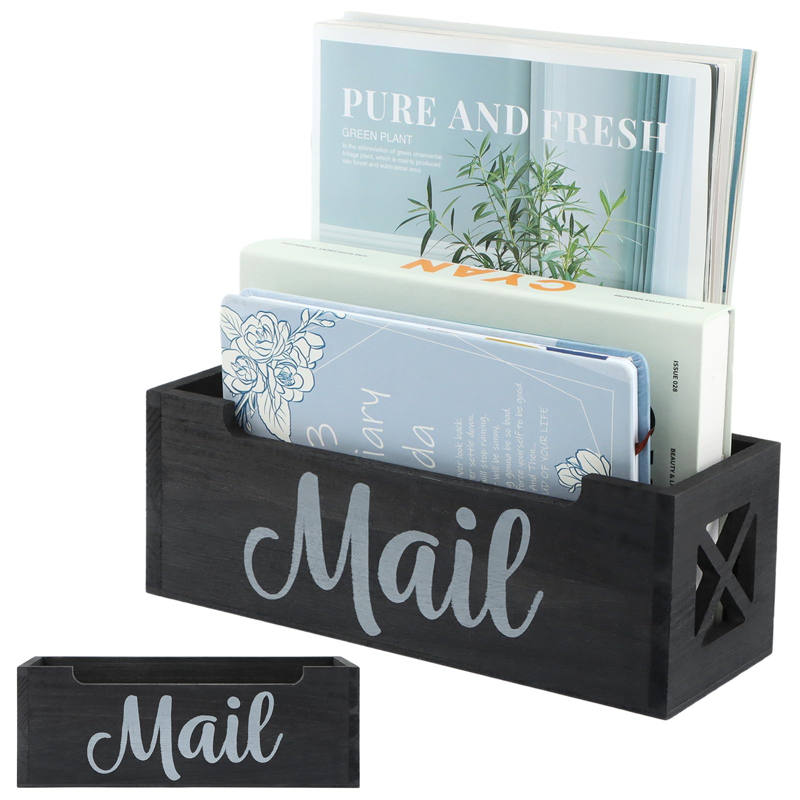 Amazon.com : Wood Mail Holder Rustic Grey Mail Organizer Countertop ...