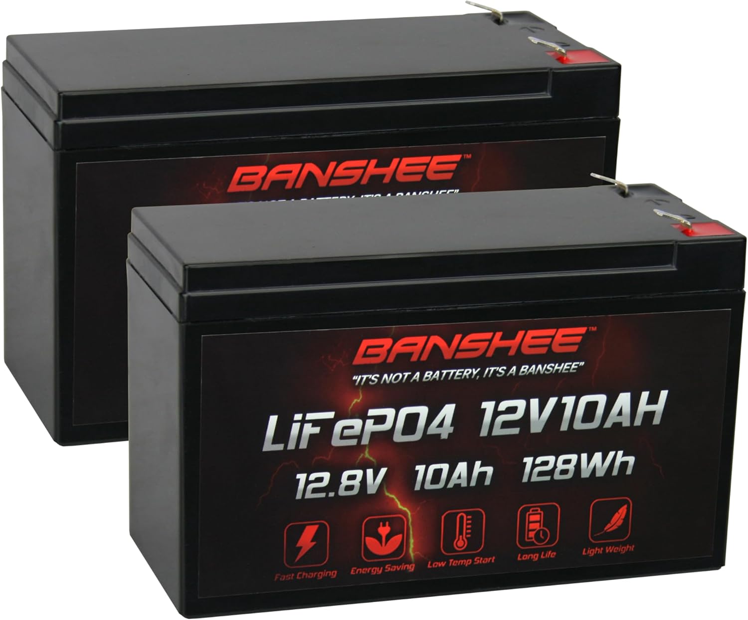 Amazon.com: 2 Pack of Banshee 12V 10Ah Lithium Batteries Rechargeable ...