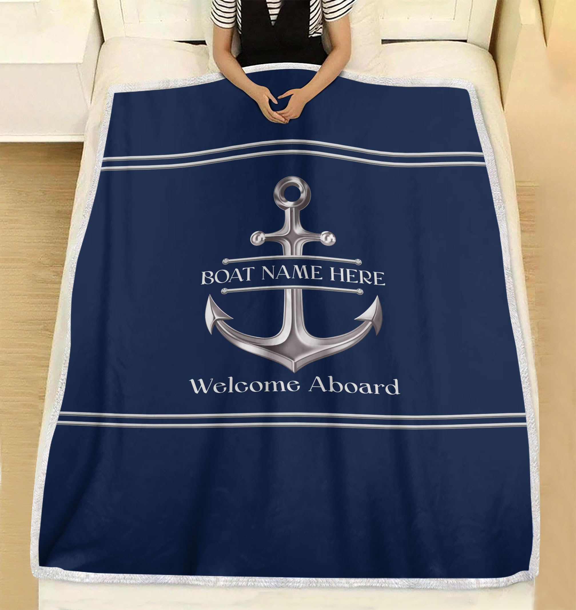 Amazon.com: Personalized Anchor Blanket - Custom Boat Sherpa Blanket ...