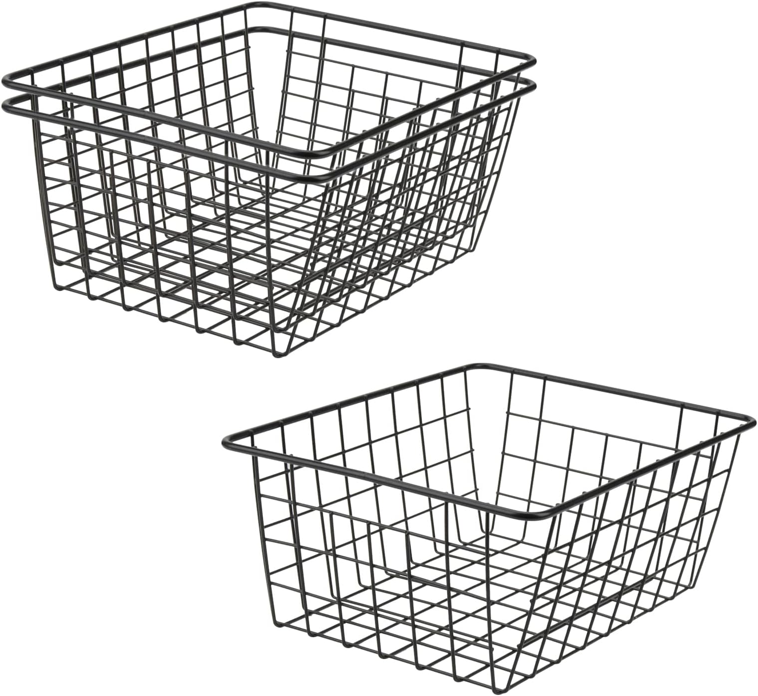 Amazon Basics Rectangular Wire Storage Baskets, Set of 3, Standard ...