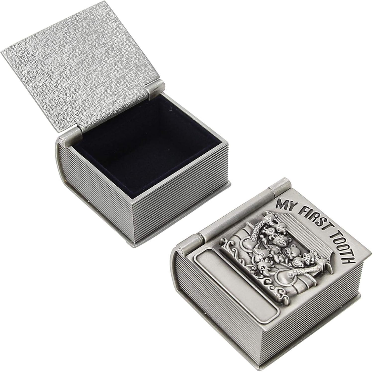HERCHR 2Pcs Silver Baby Tooth Box, My First Tooth and Curl Keepsake Box ...