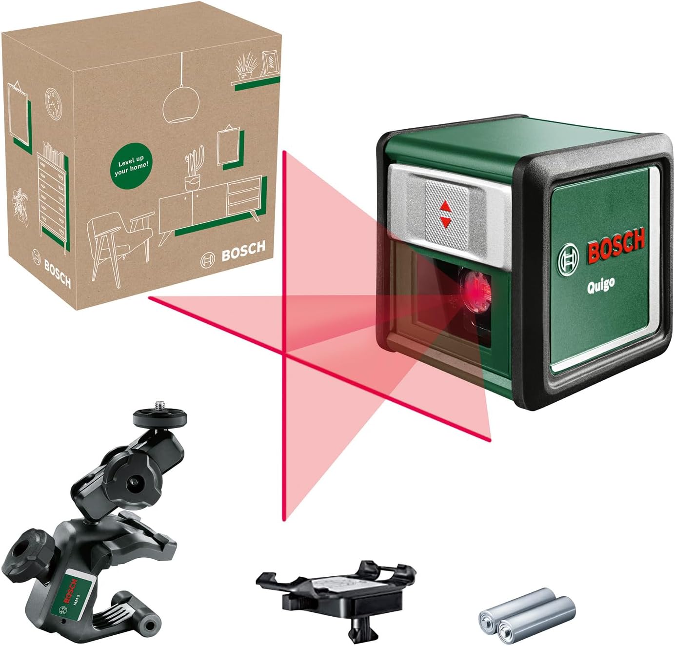 Bosch Kreuzlinienlaser Quigo Plus (mit Stativ, Reichweite 7m, im Karton ...