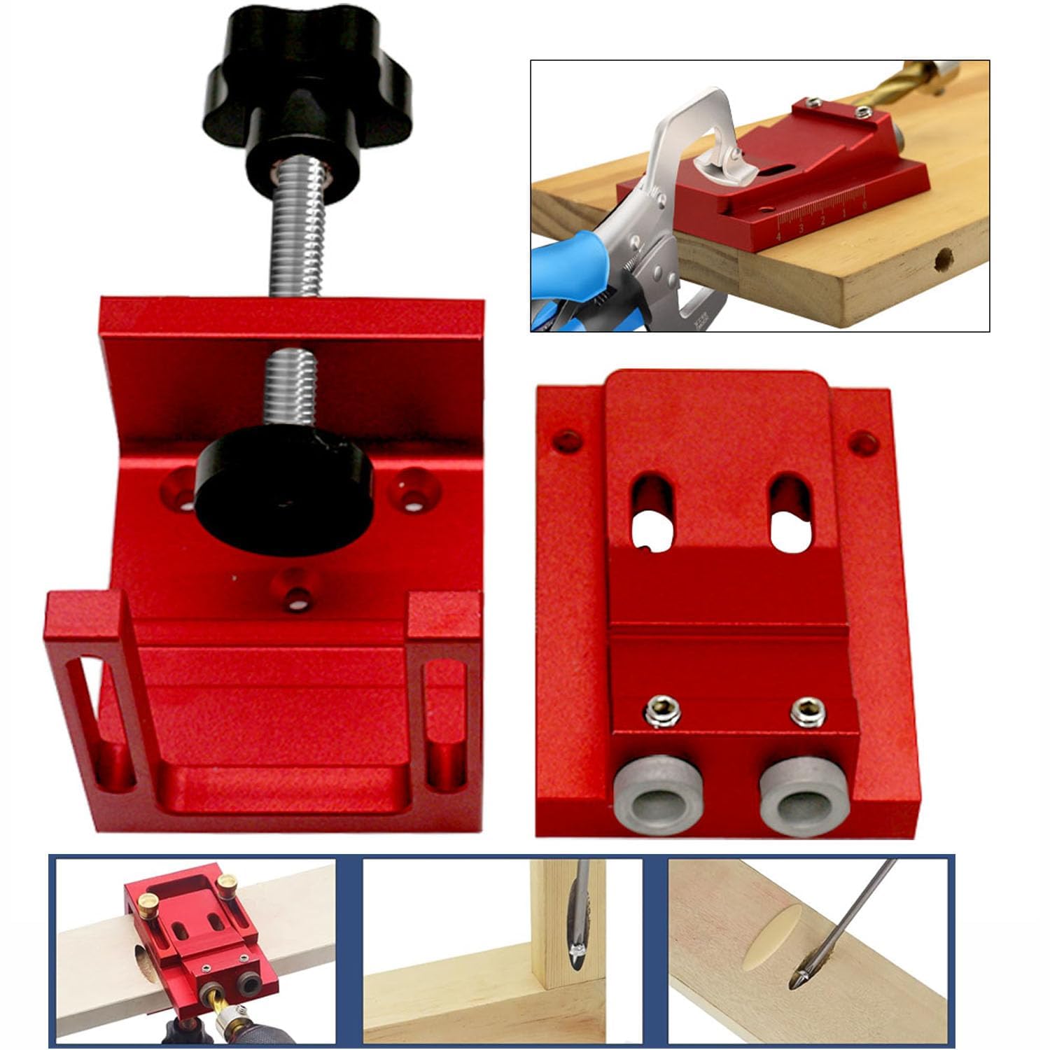 Snapklik.com : Pocket Hole Jig Set Woodworking Inclined Hole Positioner ...