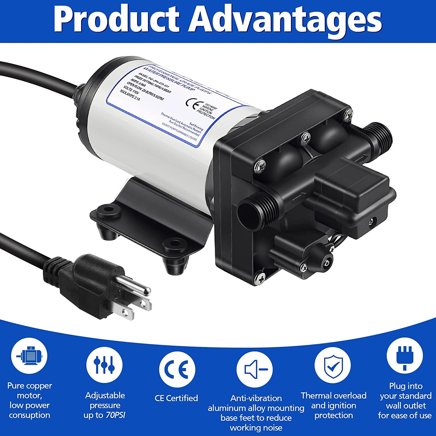 Dreyoo 2 Pack Industrial Water Pressure Pump 110V, Self Priming RV ...