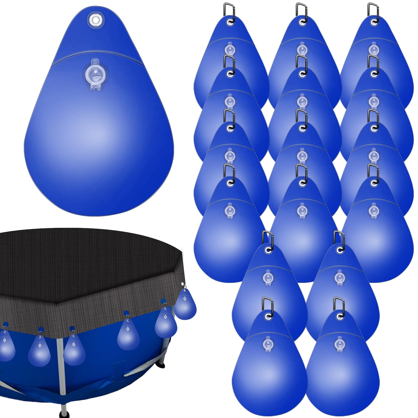 Amazon.com : 16 Pack Pool Cover Weights with Hooks, Windspeed Thick PVC ...