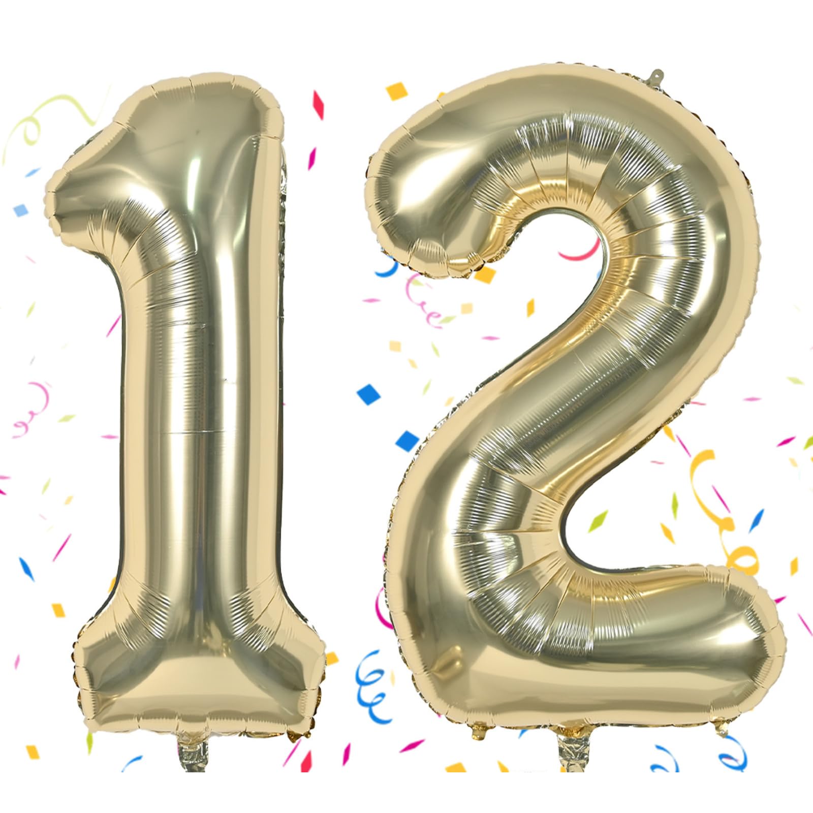 Amazon.com: Gold Number 12 Balloons, 12nd Birthday Balloon, 40inch ...