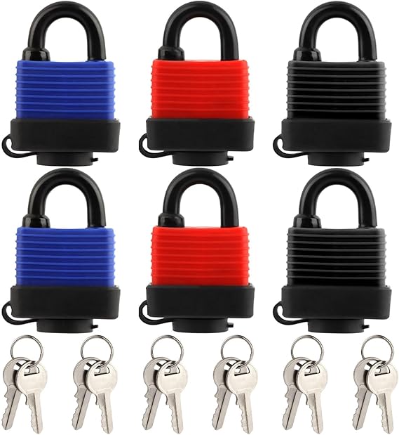 Waterproof Padlocks Keyed Alike for Outdoor use, Pack of 6 Weatherproof ...