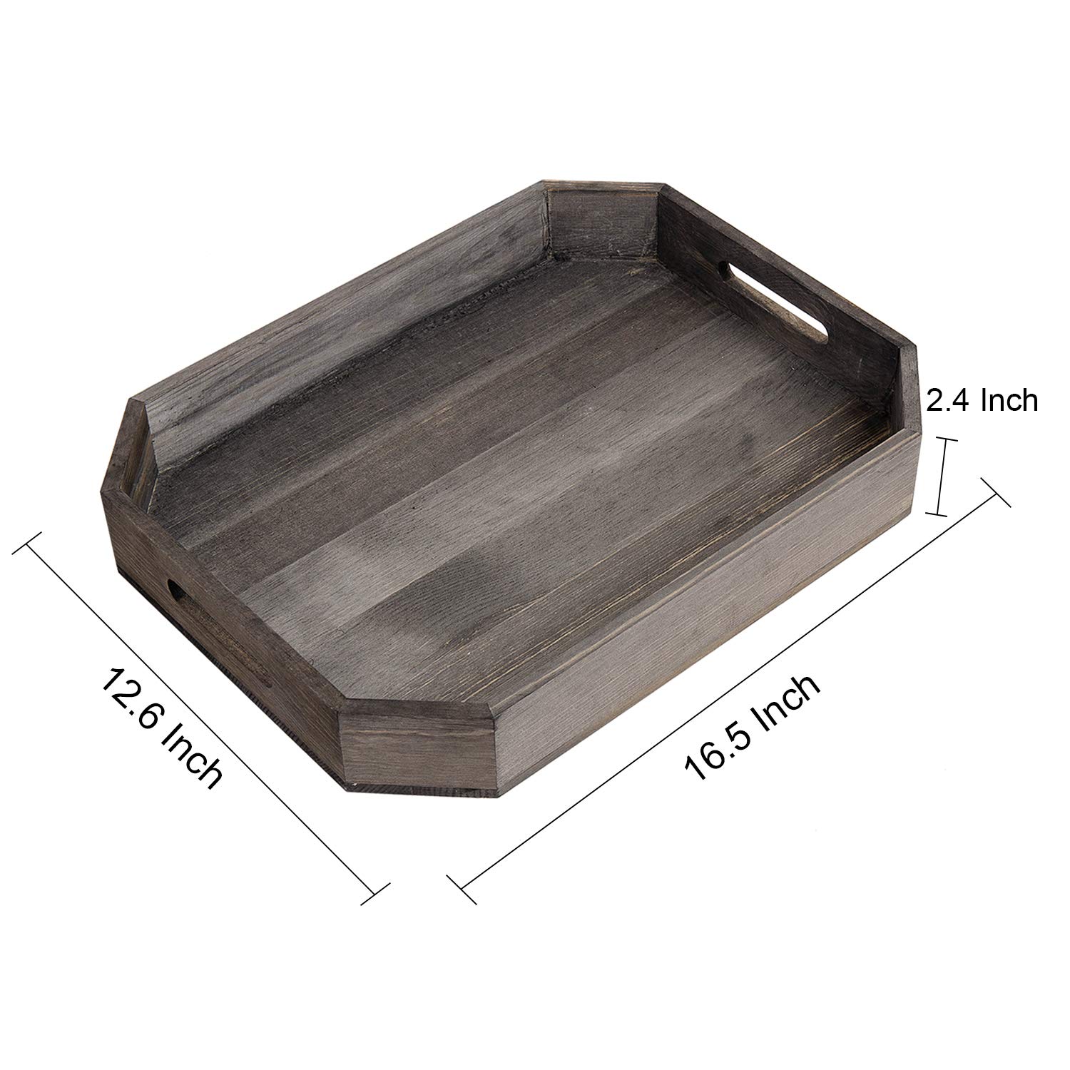 Grey Octagon Country Rustic Wood Nesting Breakfast Serving Trays,Coffee ...