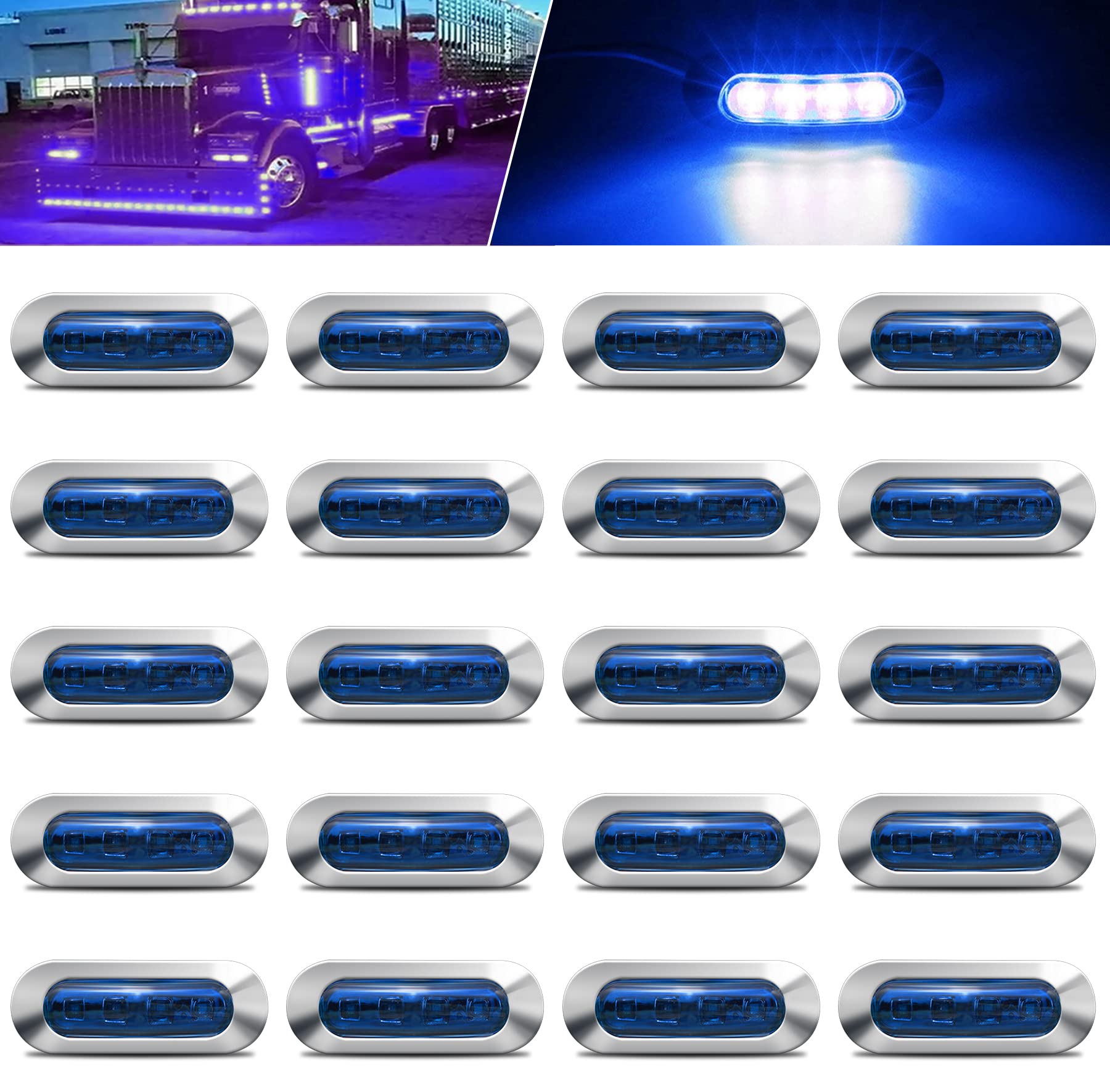 Blue Led Truck Marker Lights Bluetooth Trailer Lights MADCATZ 20 Pcs