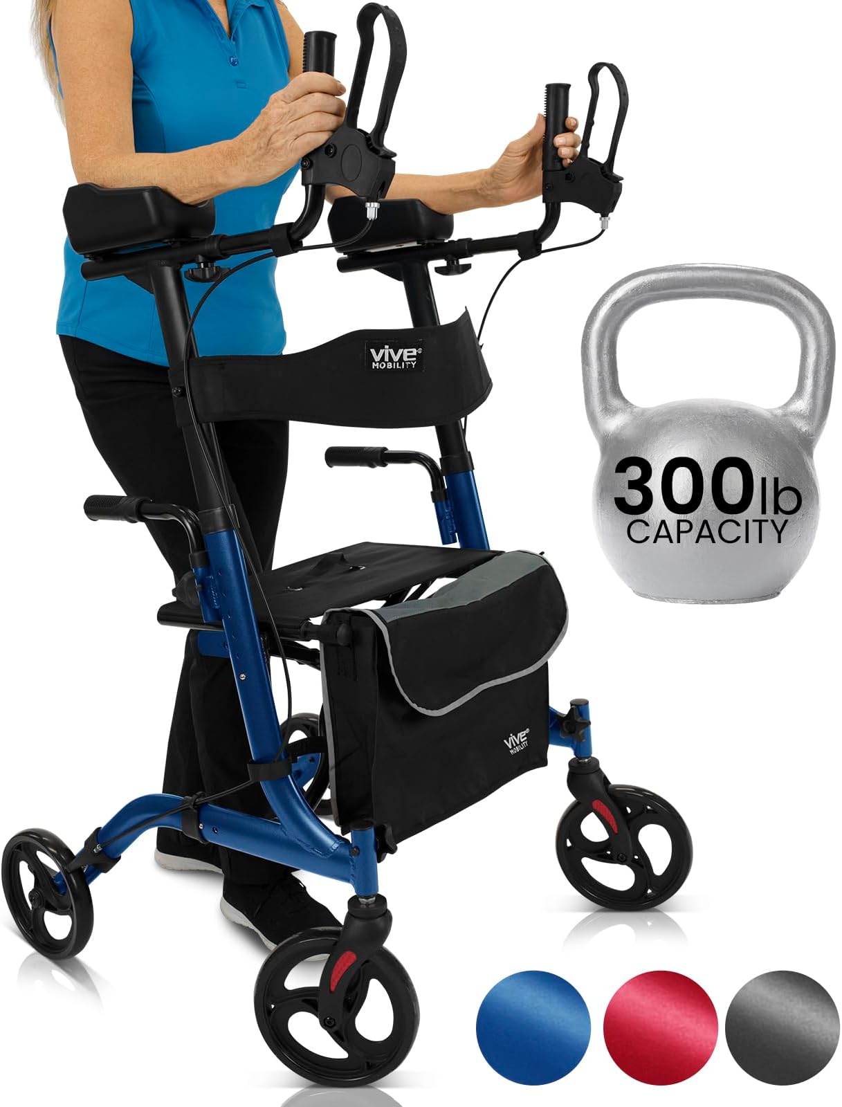 Amazon.com: Vive Mobility Upright Walker with Seat, for Seniors, Women ...