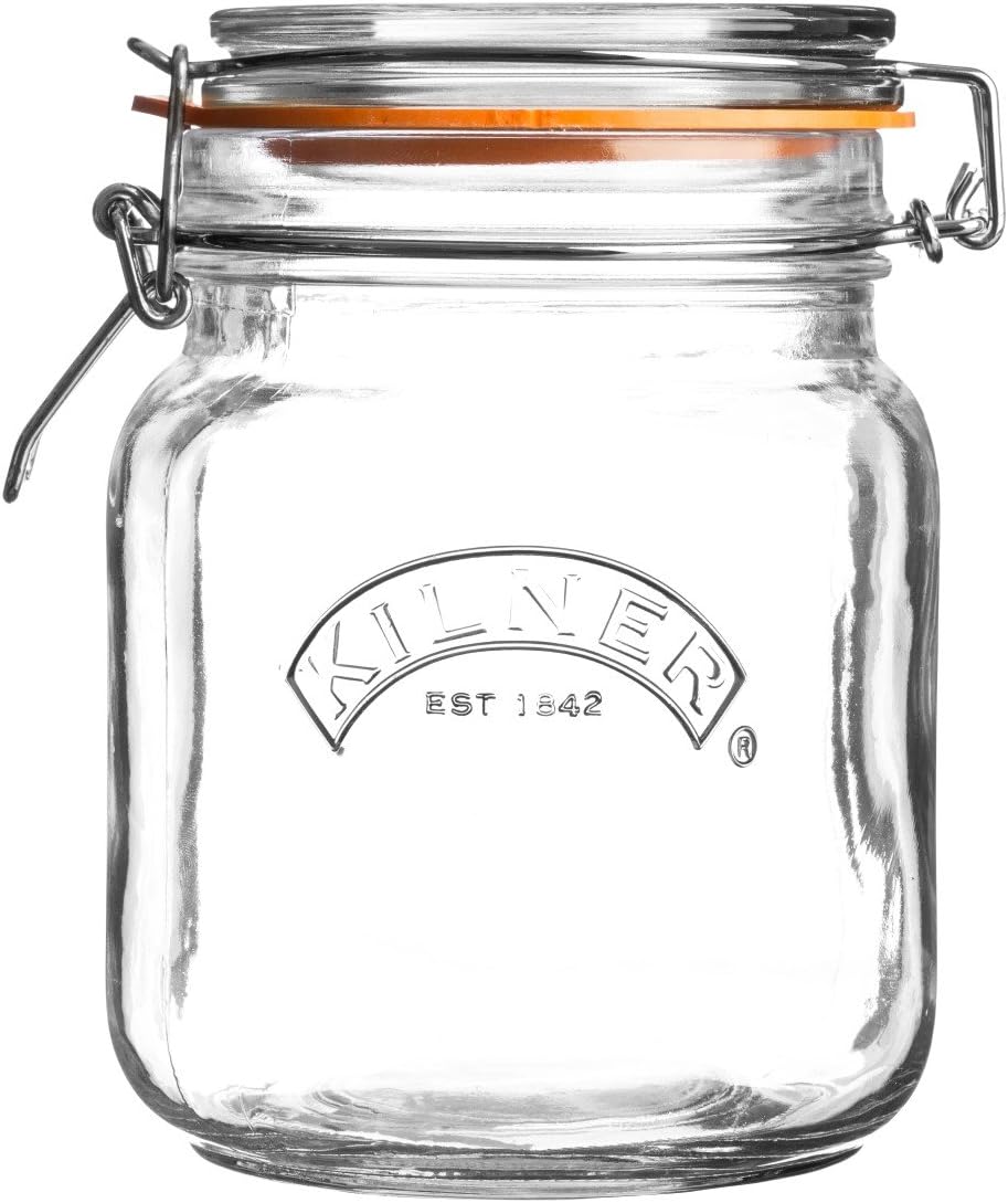 6 x Kilner Clip Top Glass Storage Jar - Square 1 Litre : Amazon.co.uk ...