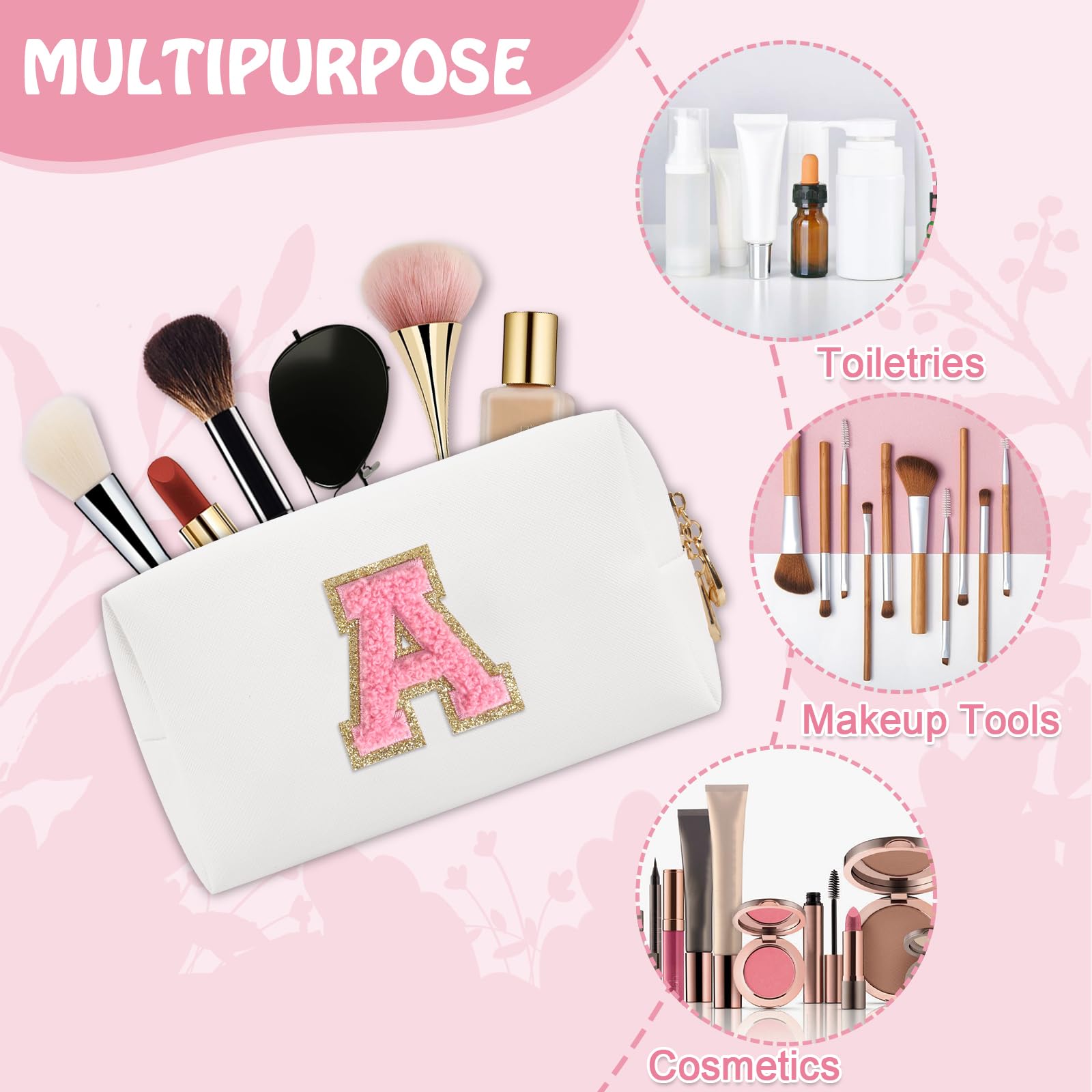 Snapklik.com : Personalized Initial Preppy Patch Makeup Bag, Small ...