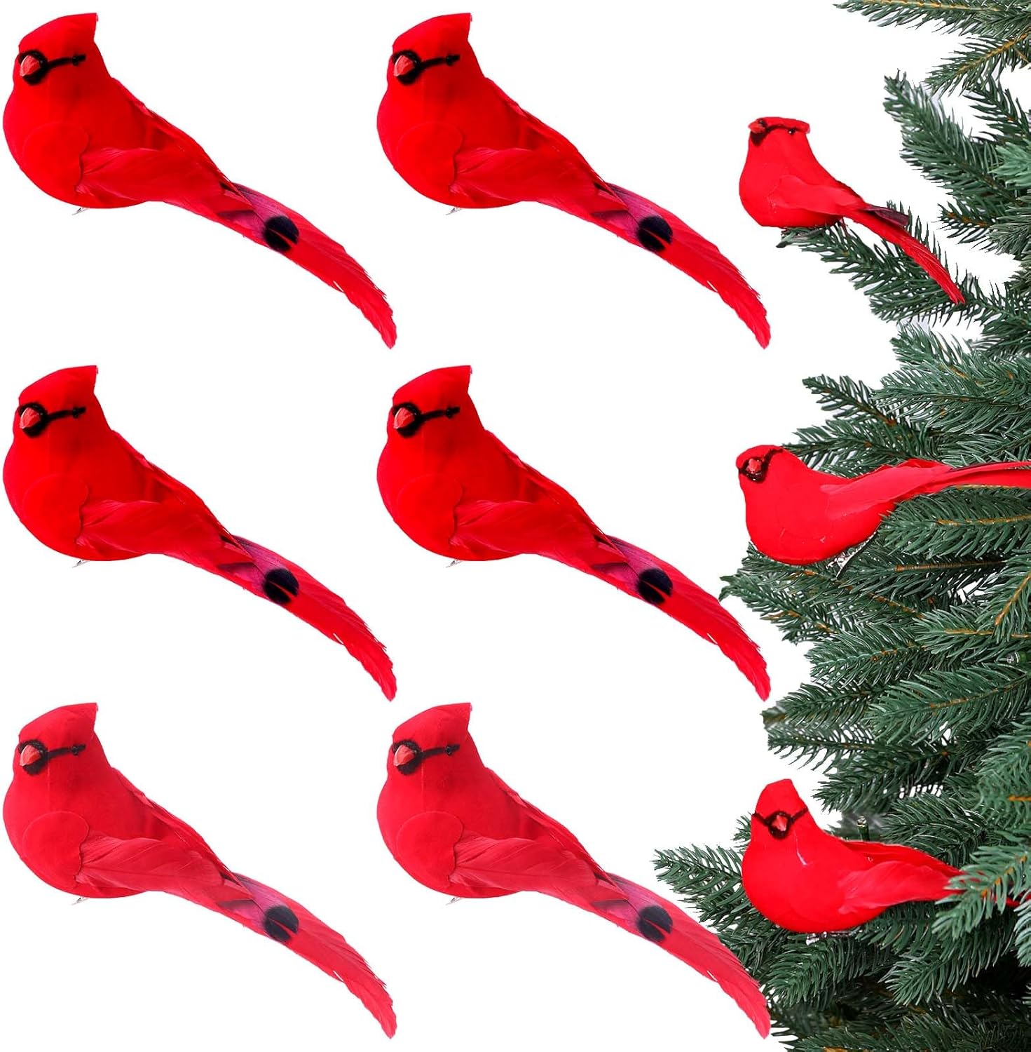Amazon.com: JOICEE 6 Pcs Cardinal Red Birds for Crafts, Artificial ...