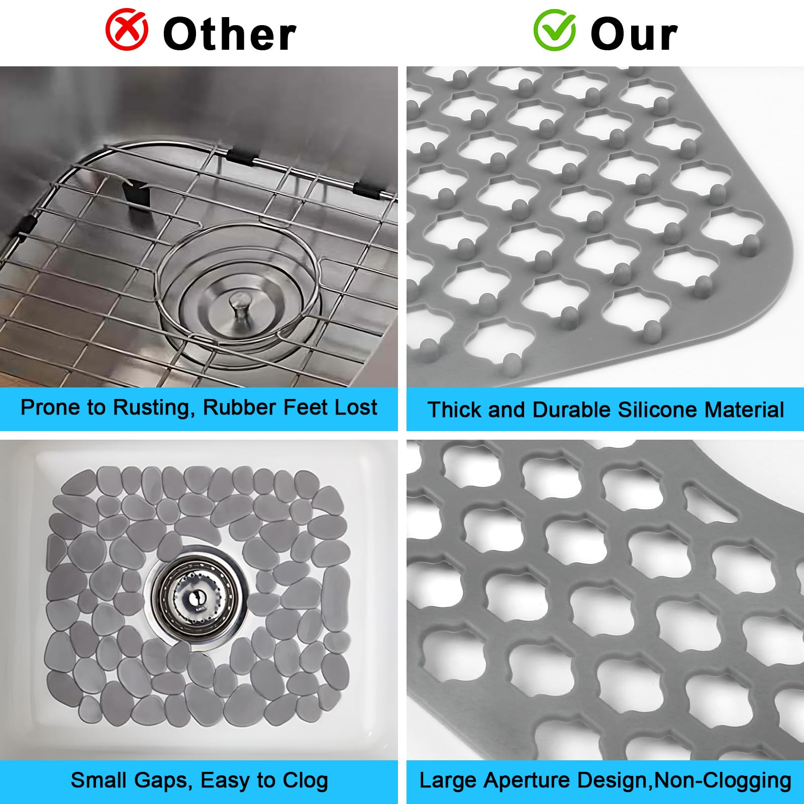 Snapklik.com : Silicone Sink Protector Mat 248x13, Single Bowl Sink ...