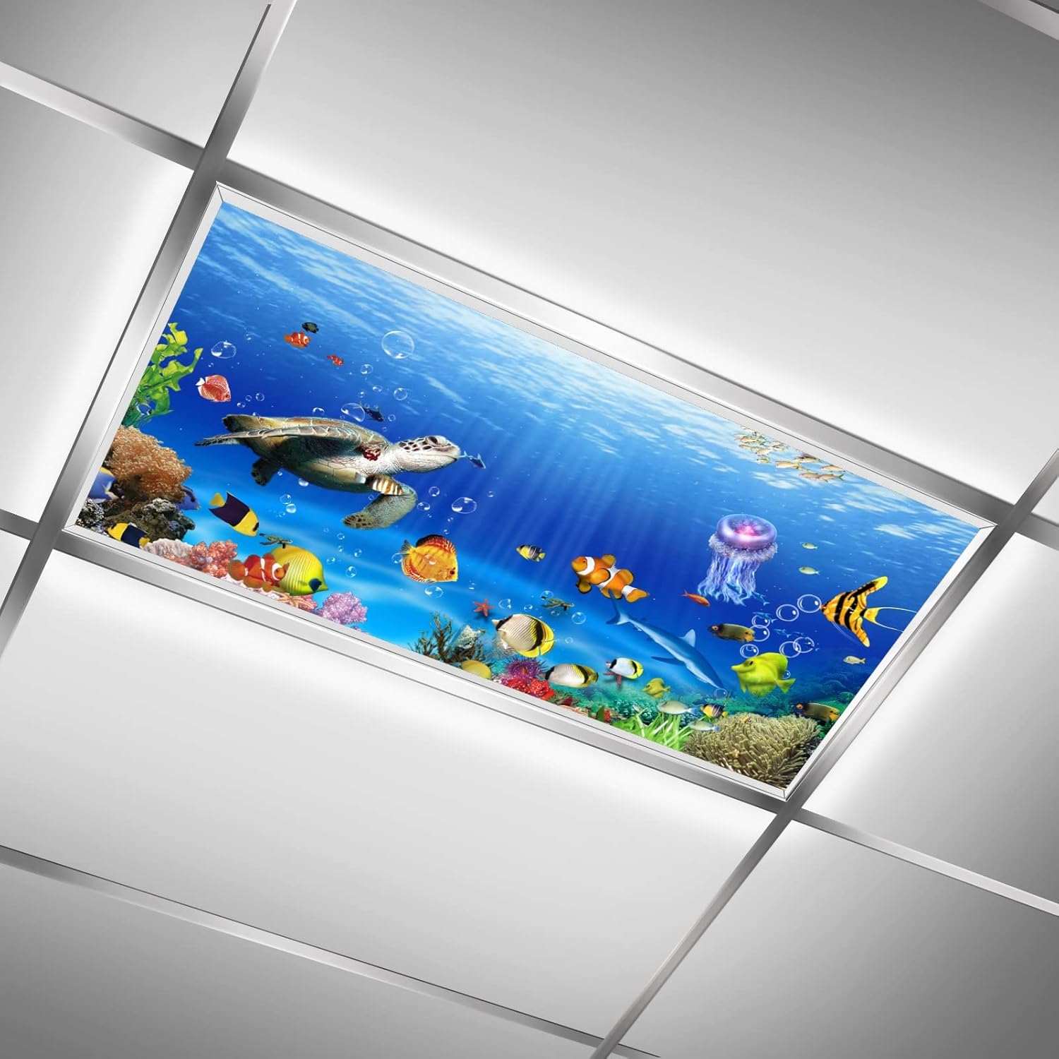 MSINMKOK Sea World Little Fishes Jellyfish Turtle Fluorescent Light ...
