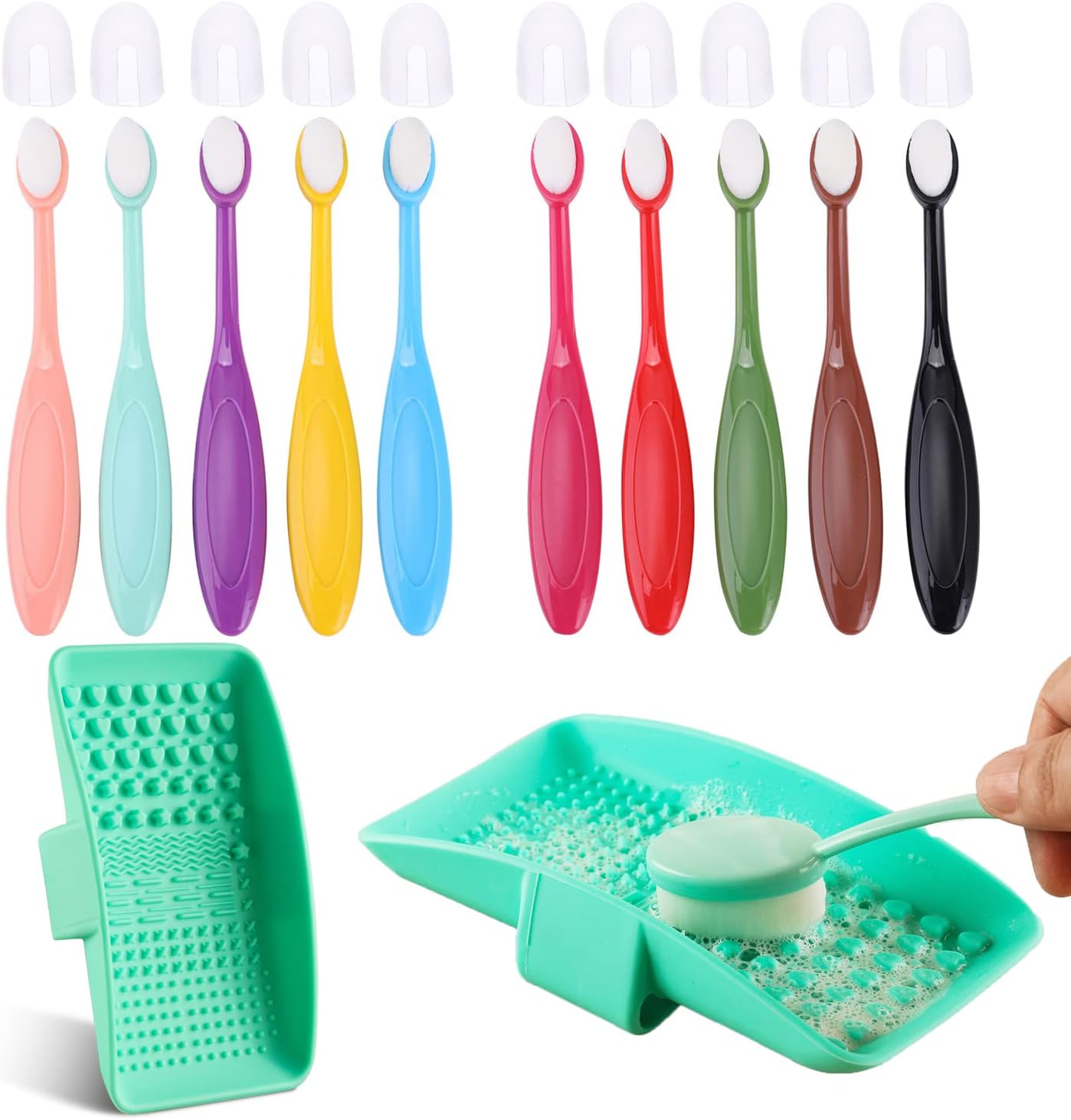 Amazon.com: 10Pcs Colored Mini Ink Blending Brushes With Handheld ...