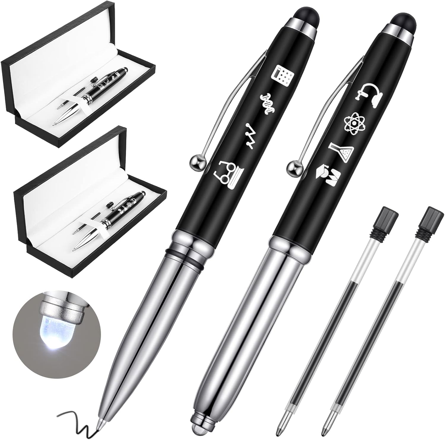 Amazon.com : Chinco 2 Sets Symbols of Science Engraved Pen Chemistry ...