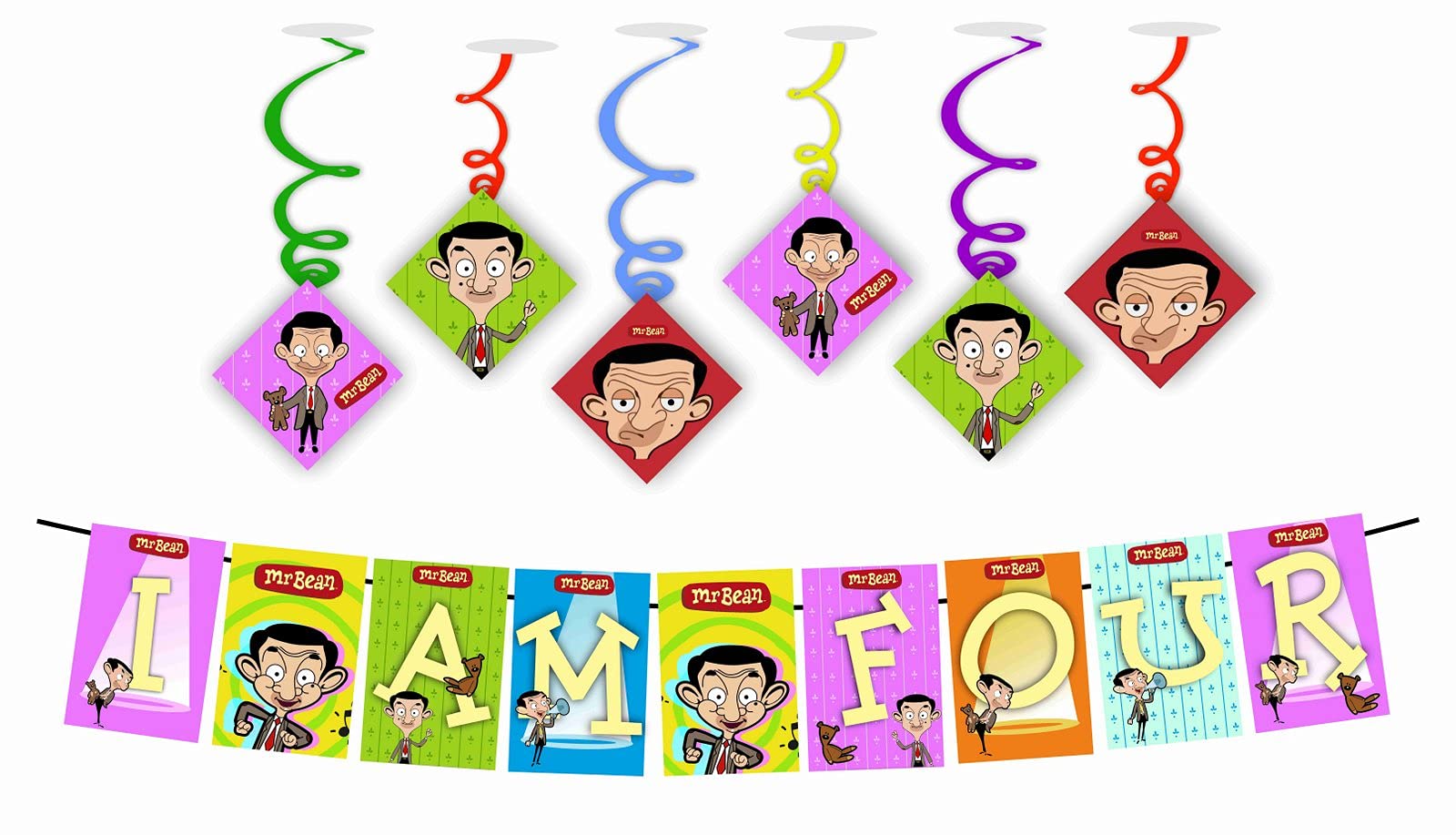 Balloonistics Mr Been Theme Birthday Banner And Swirls Combo Hanging ...