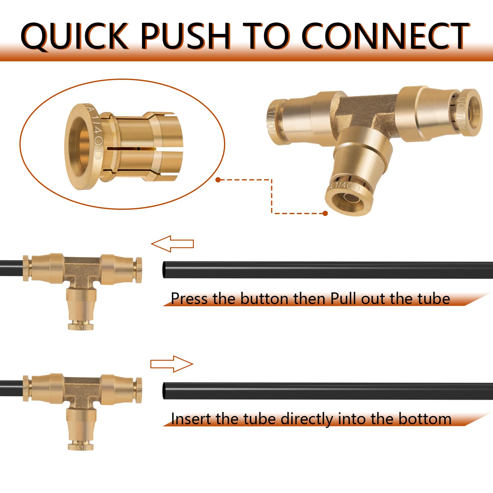 Snapklik.com : Boeray 1/4 Quick Push To Connect Fittings Brass Union ...