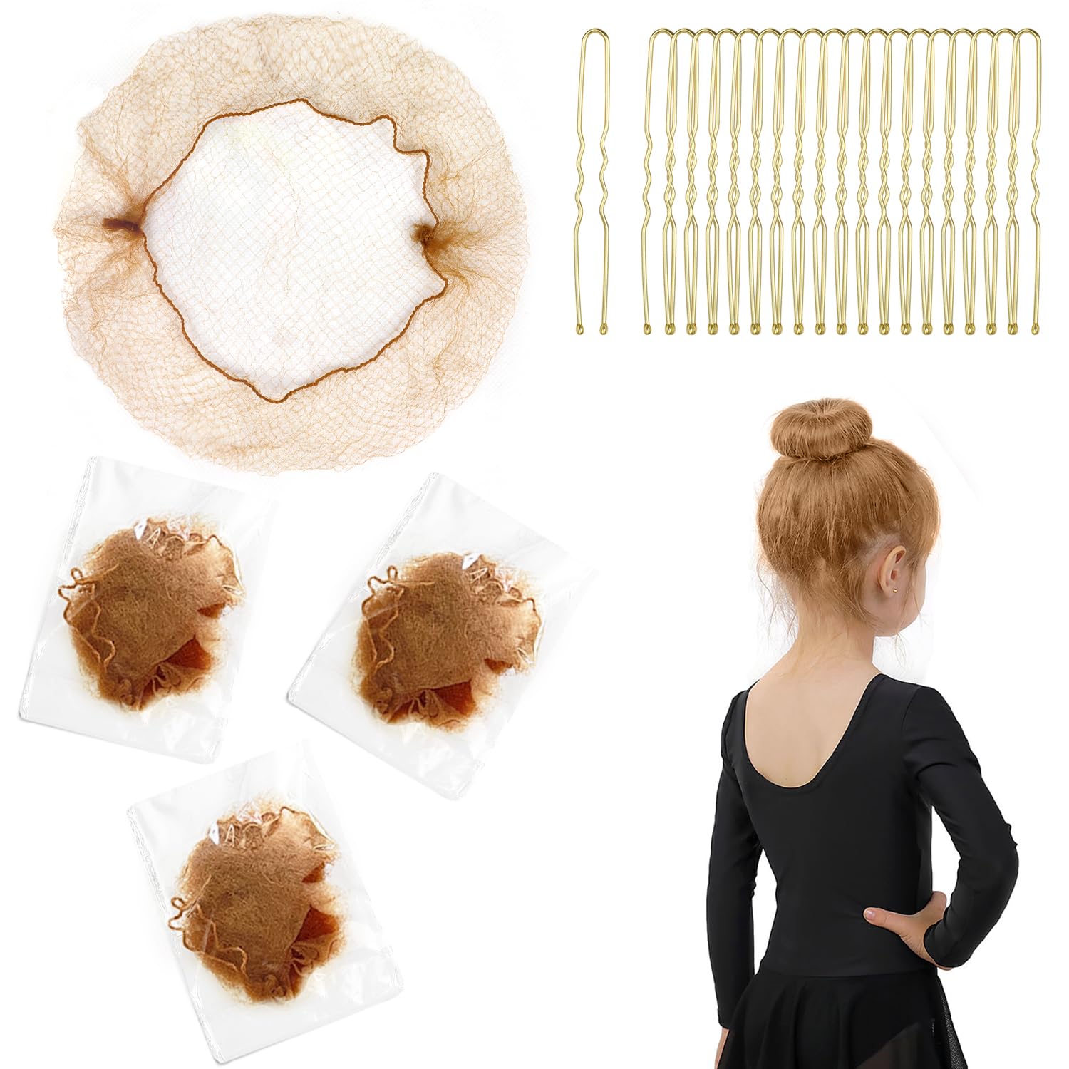 Amazon.com: 80Pcs Hair Nets for Dance Buns Nets for Ballet Girls ...