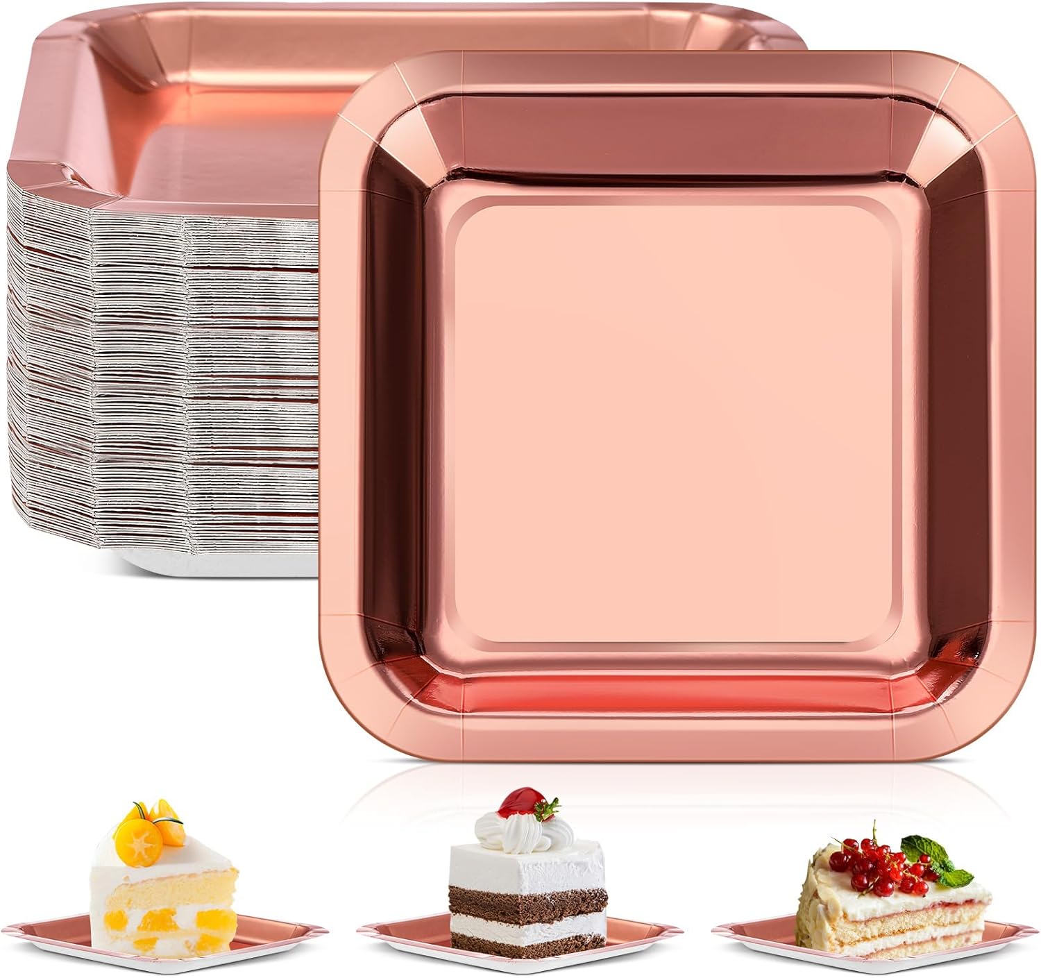Amazon.com: Dandat 50 Pack 7 Inch Easter Paper Square Plates Appetizer ...