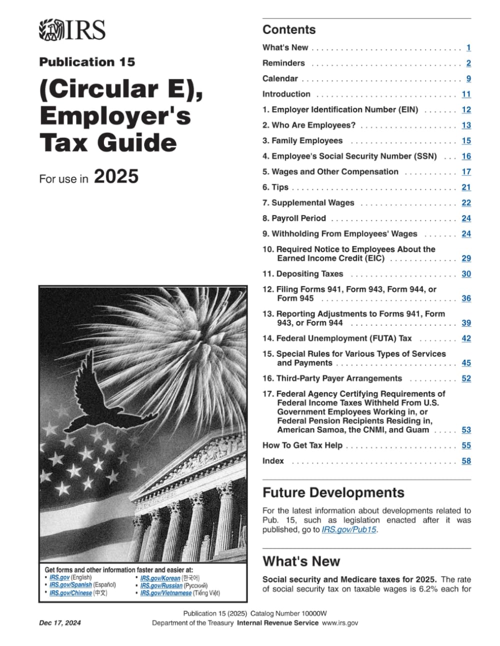 IRS Publication 15 (Circular E), Employer's Tax Guide (For use in 2025 ...