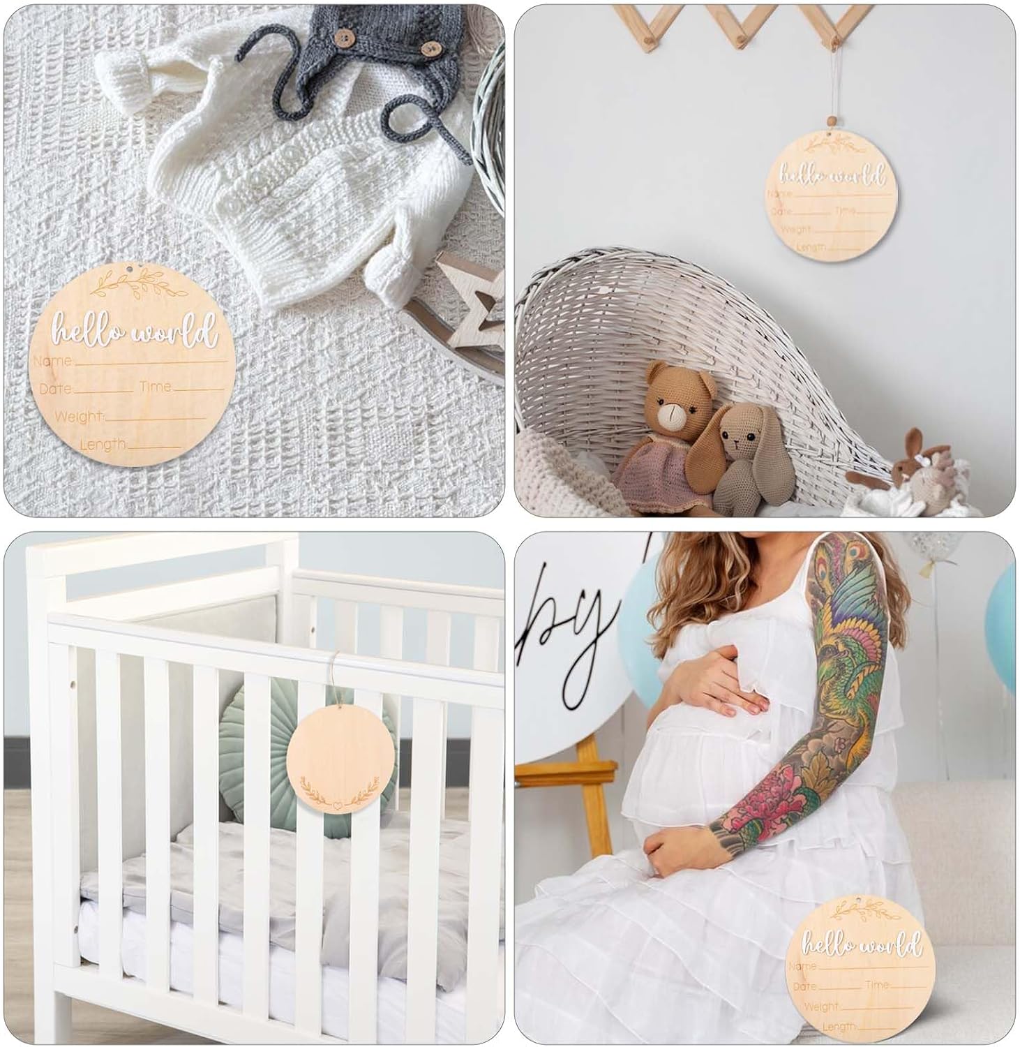 simarro Baby Announcement Sign, Wooden Hello World Bahrain | Ubuy