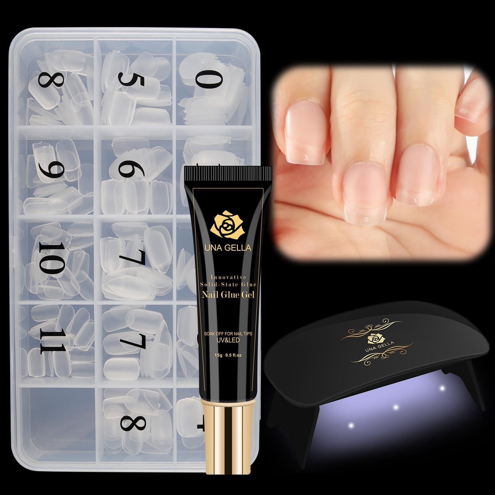 Amazon.com: Ejiubas Gel Nail Kit - 300Pcs 15 Sizes Short Squoval Nail ...