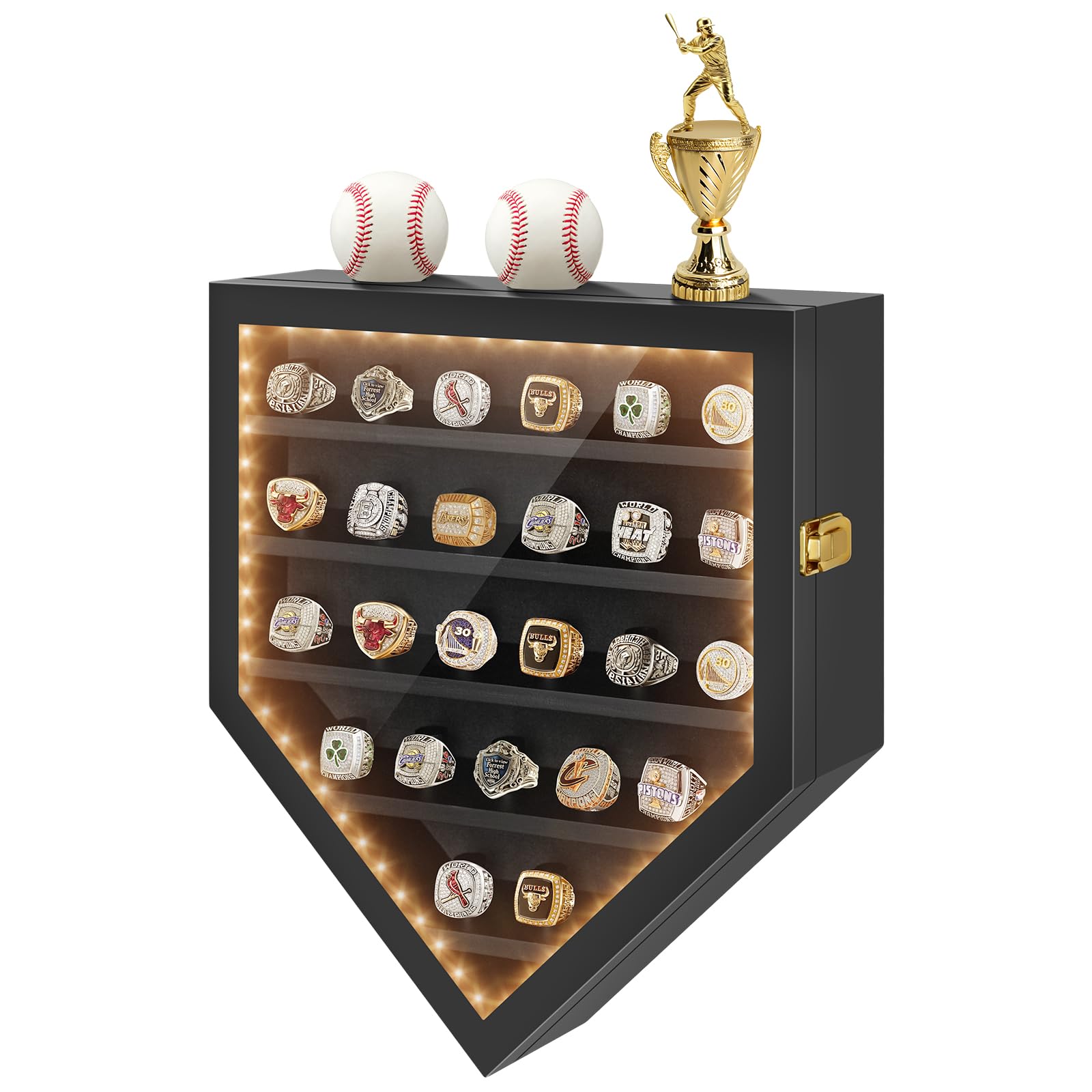 Amazon.com: JNATER Championship Ring Display Case - 25 Ring Posts ...