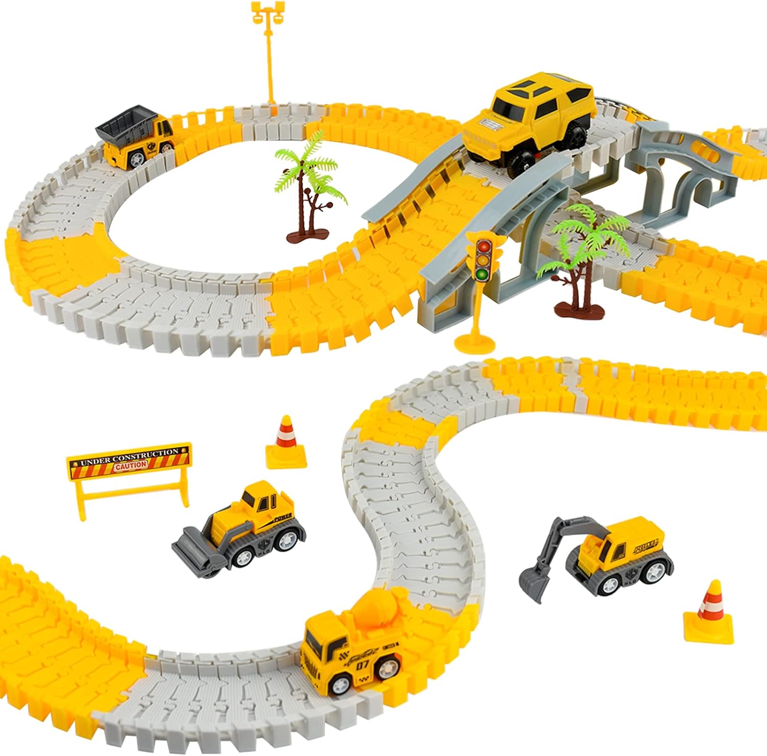 Surplex 338Pcs Construction Race Tracks for Kids Toys, Construction Car ...