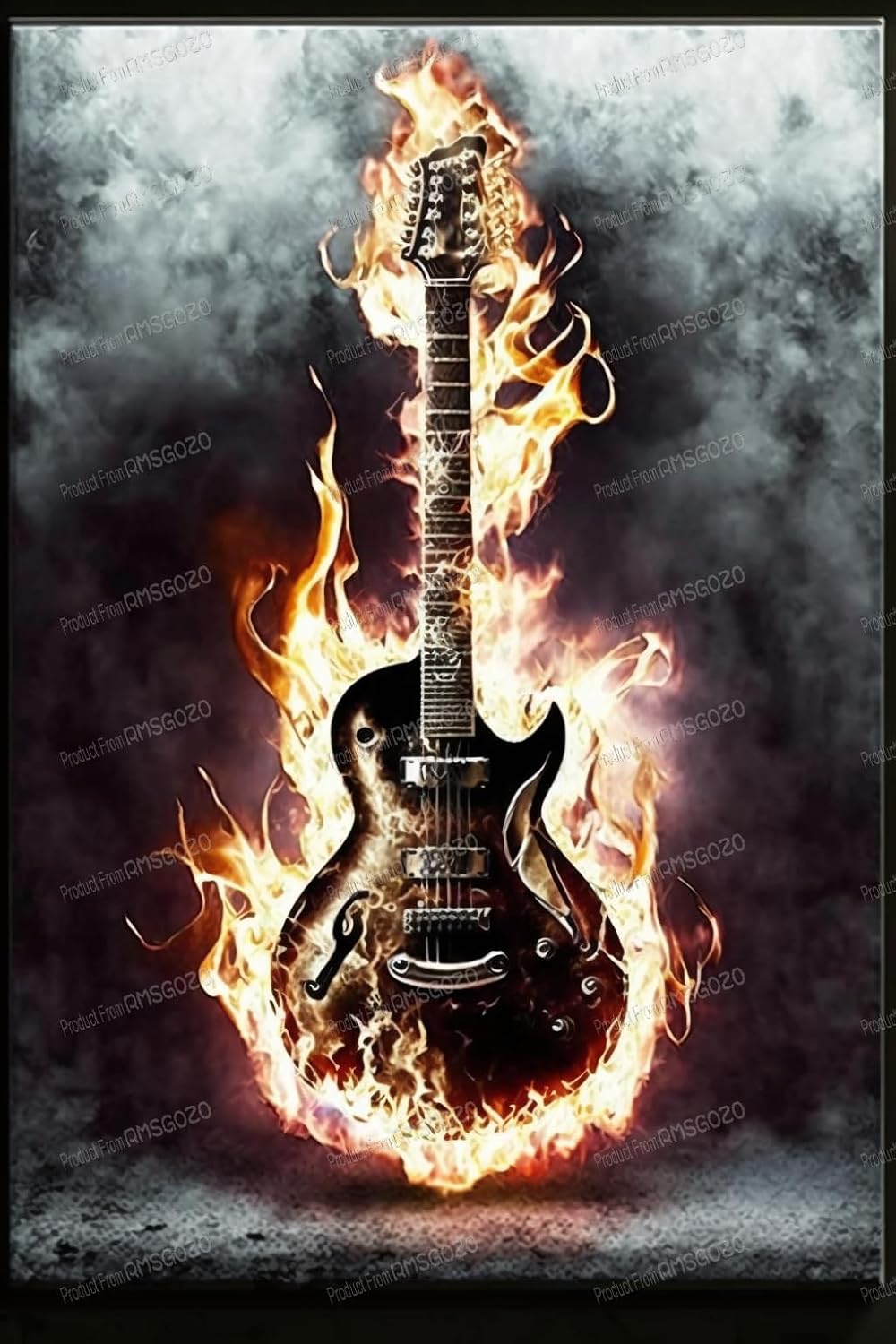 Amazon.com: Adult 1000 Piece Puzzles Burning Guitar - Vintage Abstract ...