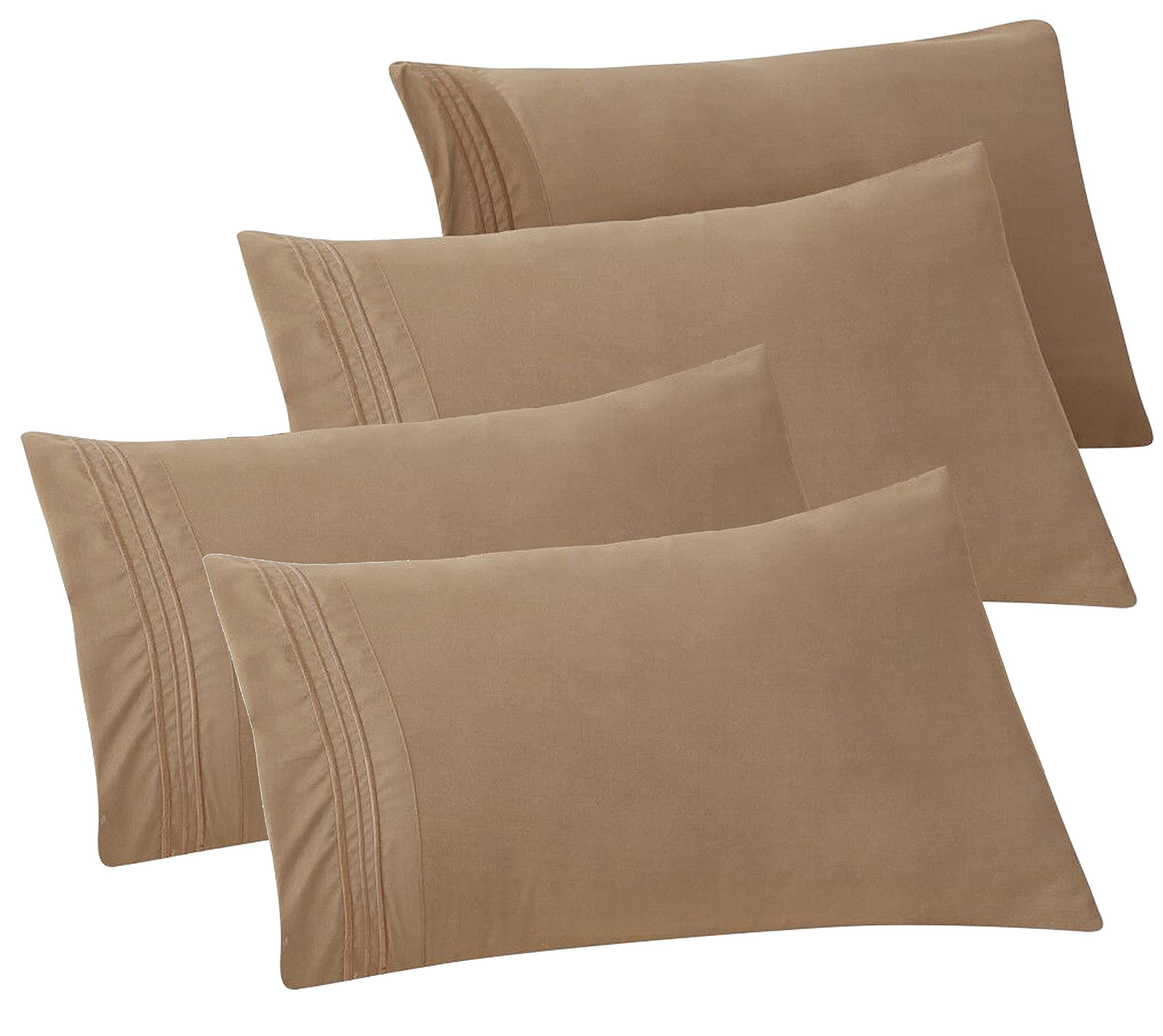 Amazon.com: Elegant Comfort 4-PACK Solid Pillowcases 1500 Premium Hotel ...