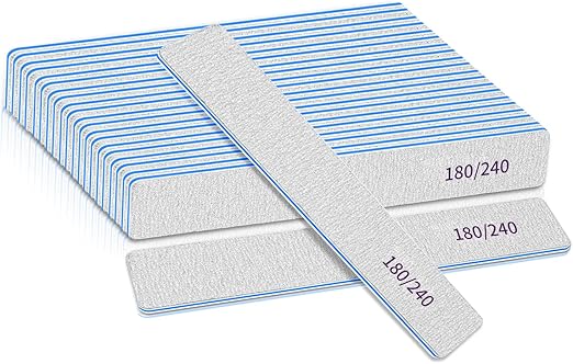 Professional 12pcs Nail Files - 180/240 Grit Double Sided Emery Boards ...