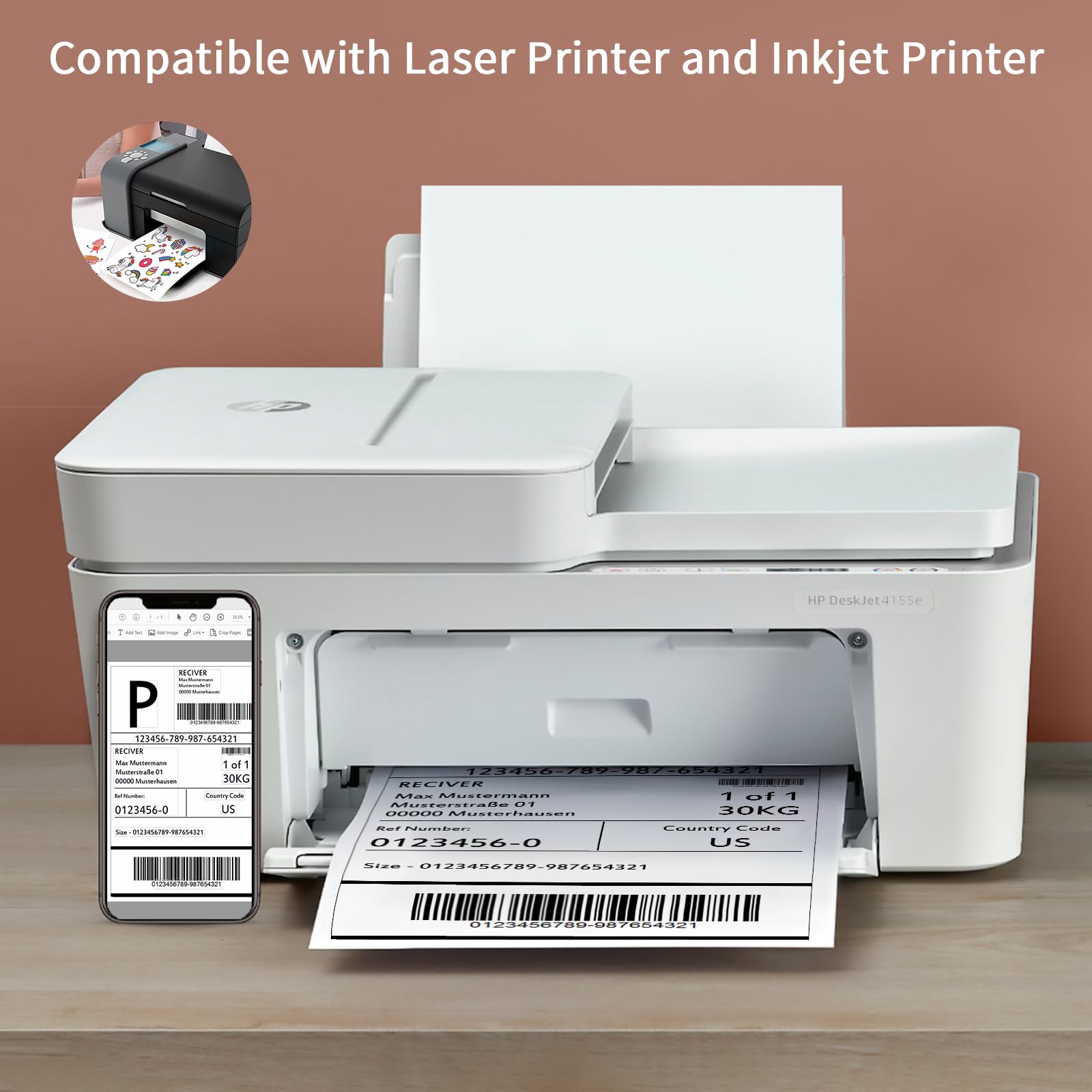 Snapklik.com : Shipping Address Labels, 8.5" X 11" Full Sheet Label Sticker Paper For Laser ...