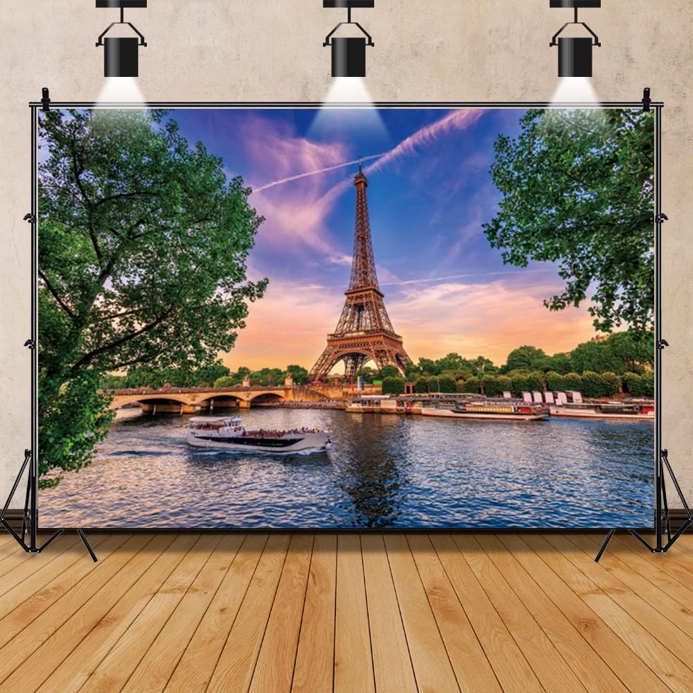 Amazon.com : DORCEV 20x10ft The Eiffel Tower Backdrop Large Size Photo ...
