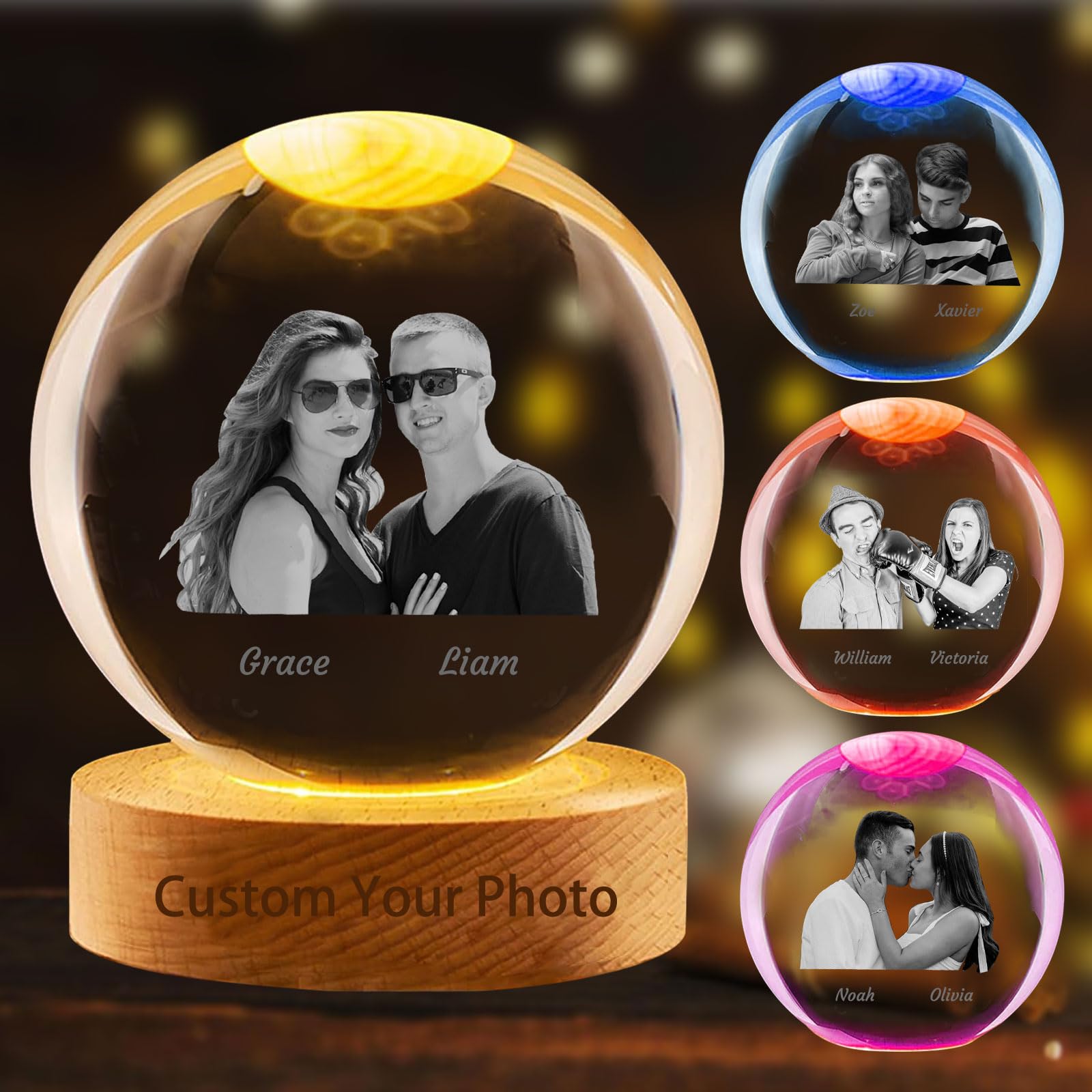 Amazon.com: Personalized Christmas Snowman Snow Globes with Photo ...