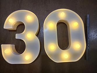 Amazon.com: 30th Birthday Decorations Numbers Light up Letters Plastic ...