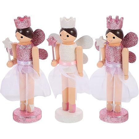 Amazon.com: NUOBESTY 3Pcs Wood Angel Nutcrackers Christmas Glitter Girl ...