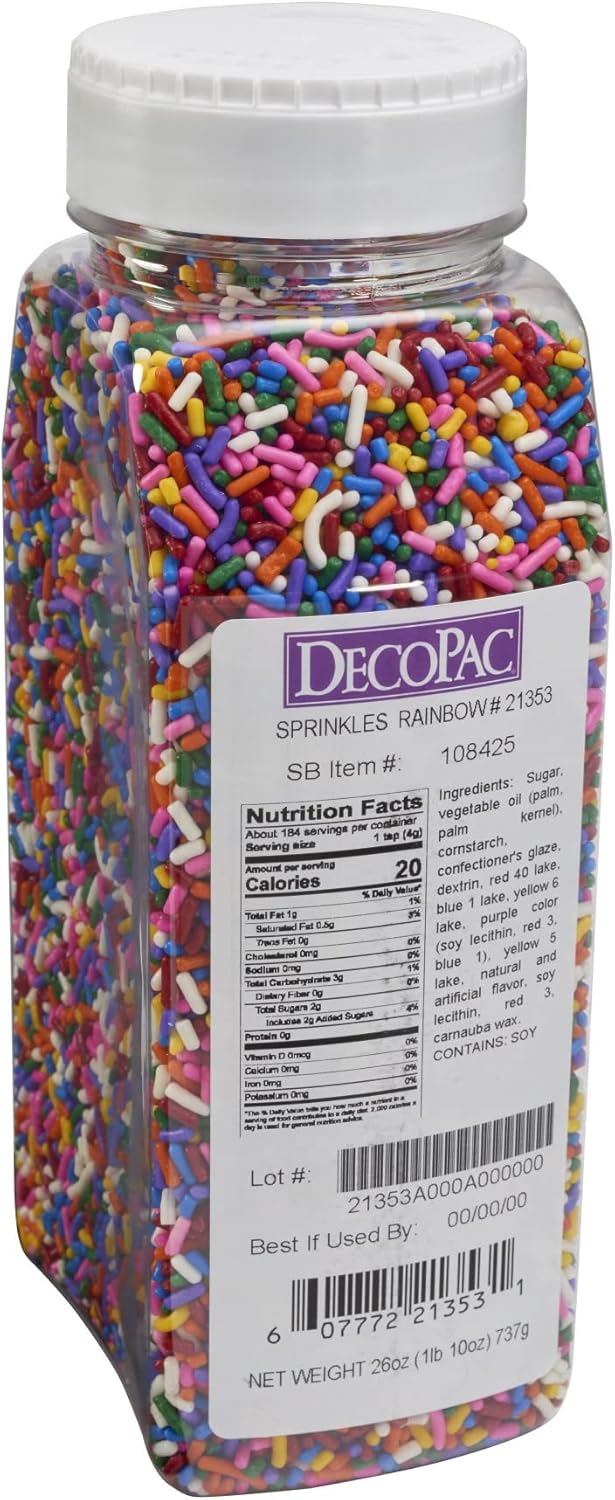 Amazon.com: DECOPAC Candy Sprinkles, 26oz, Rainbow Sprinkle Mix, Fancy ...