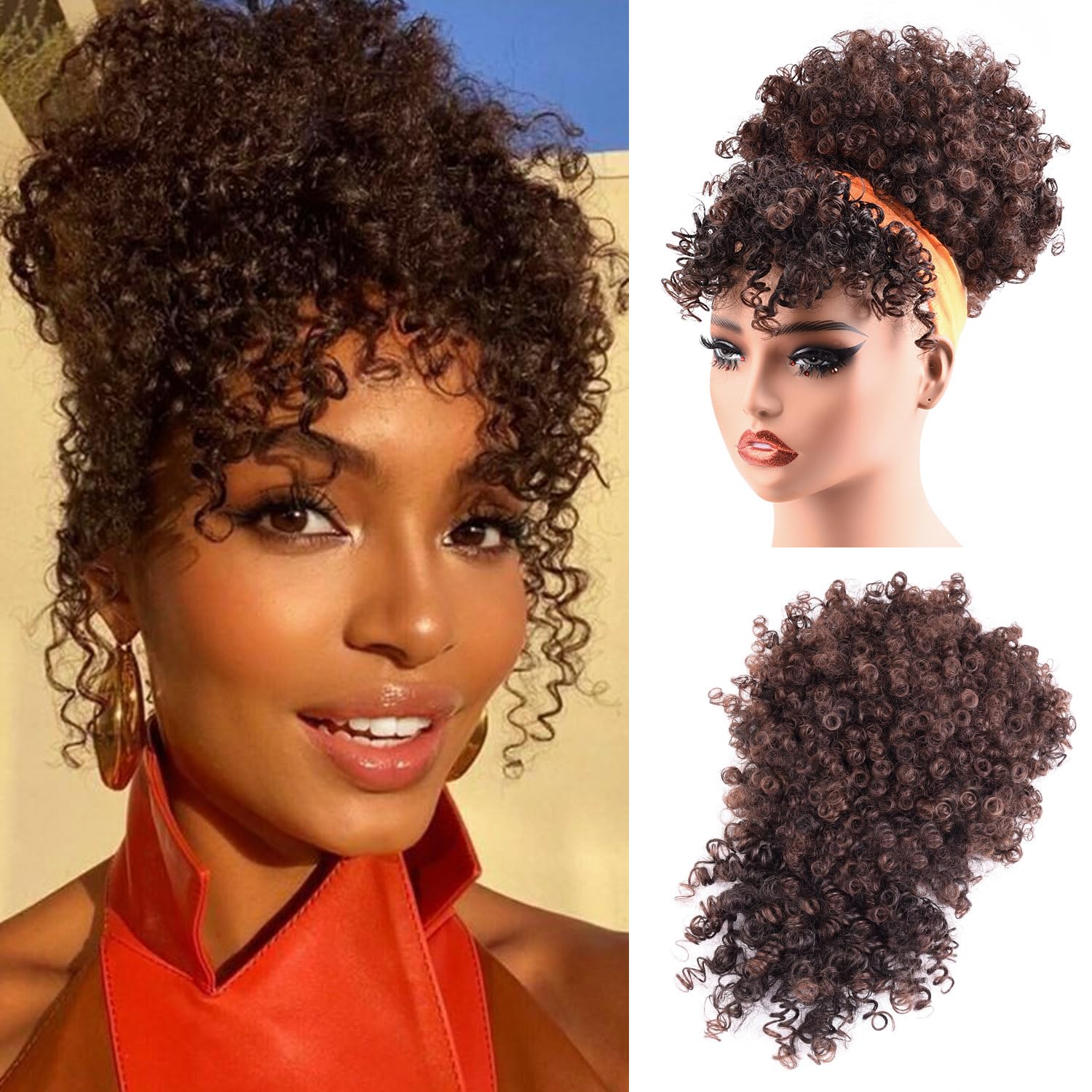 Amazon.com : TOZIKA Afro Puff Jerry Curls Afro Puff Non Drawstring ...