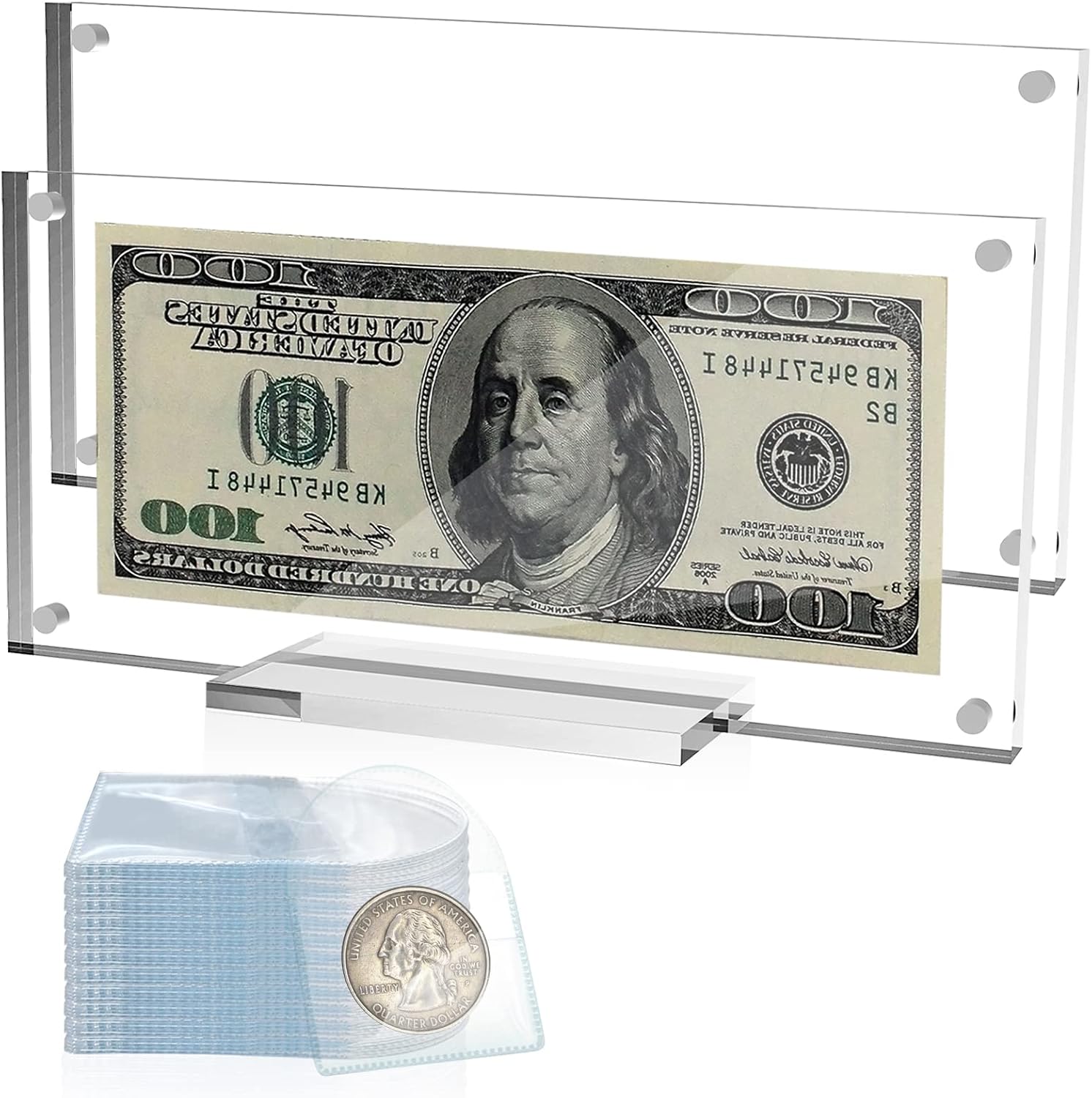 Amazon.com : 2Pcs Acrylic Display Dollar Bill Holder, Clear Currency ...