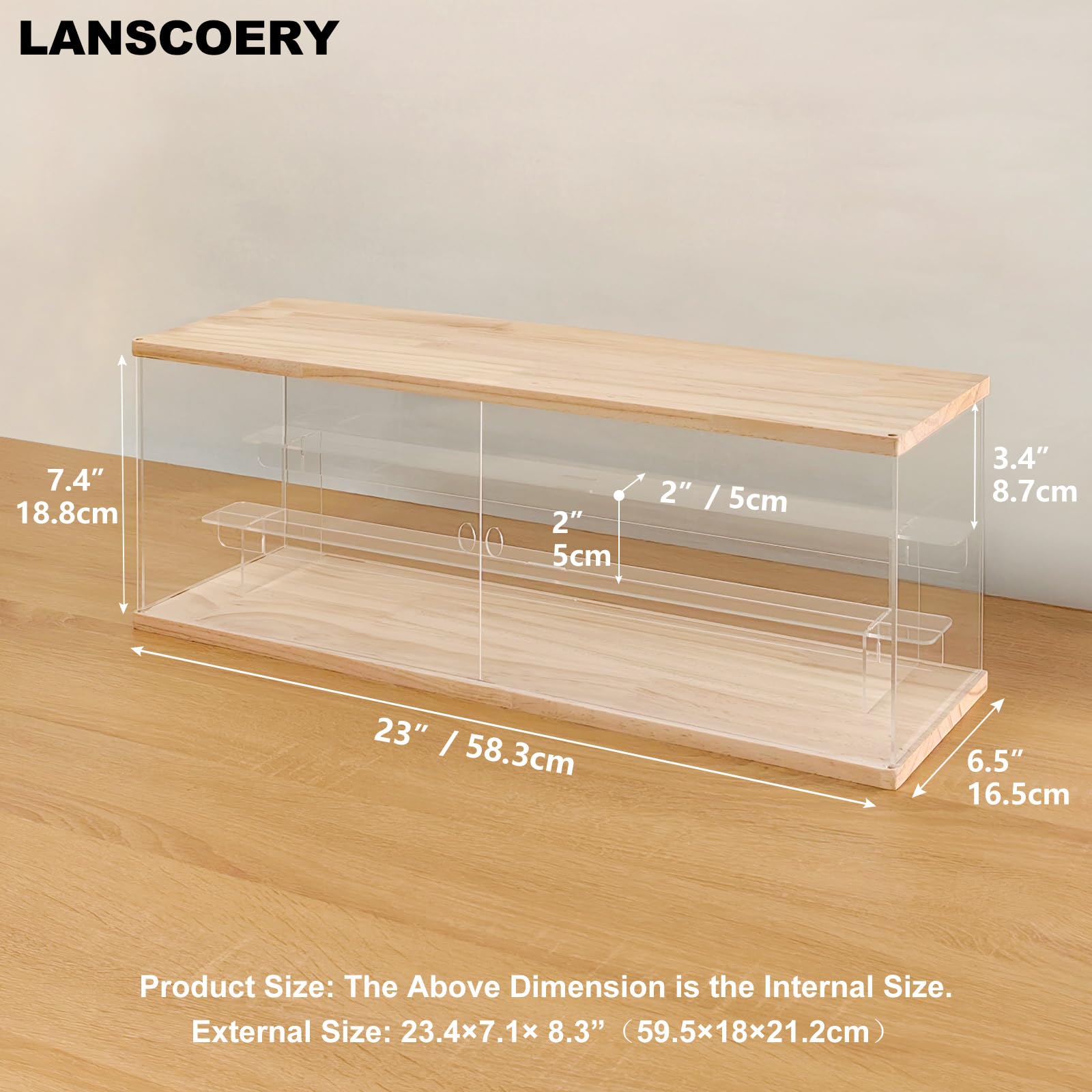 LANSCOERY Clear Acrylic Display Case with Light, Assemble 3 Tier ...
