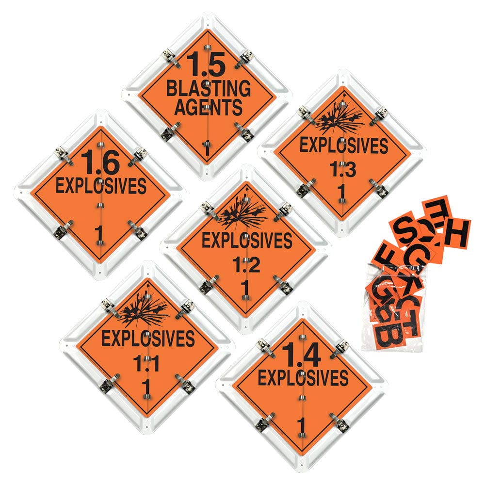 Aluminum Flip File Placard, 6-Legend Explosives Set & Label Pack - 13. ...