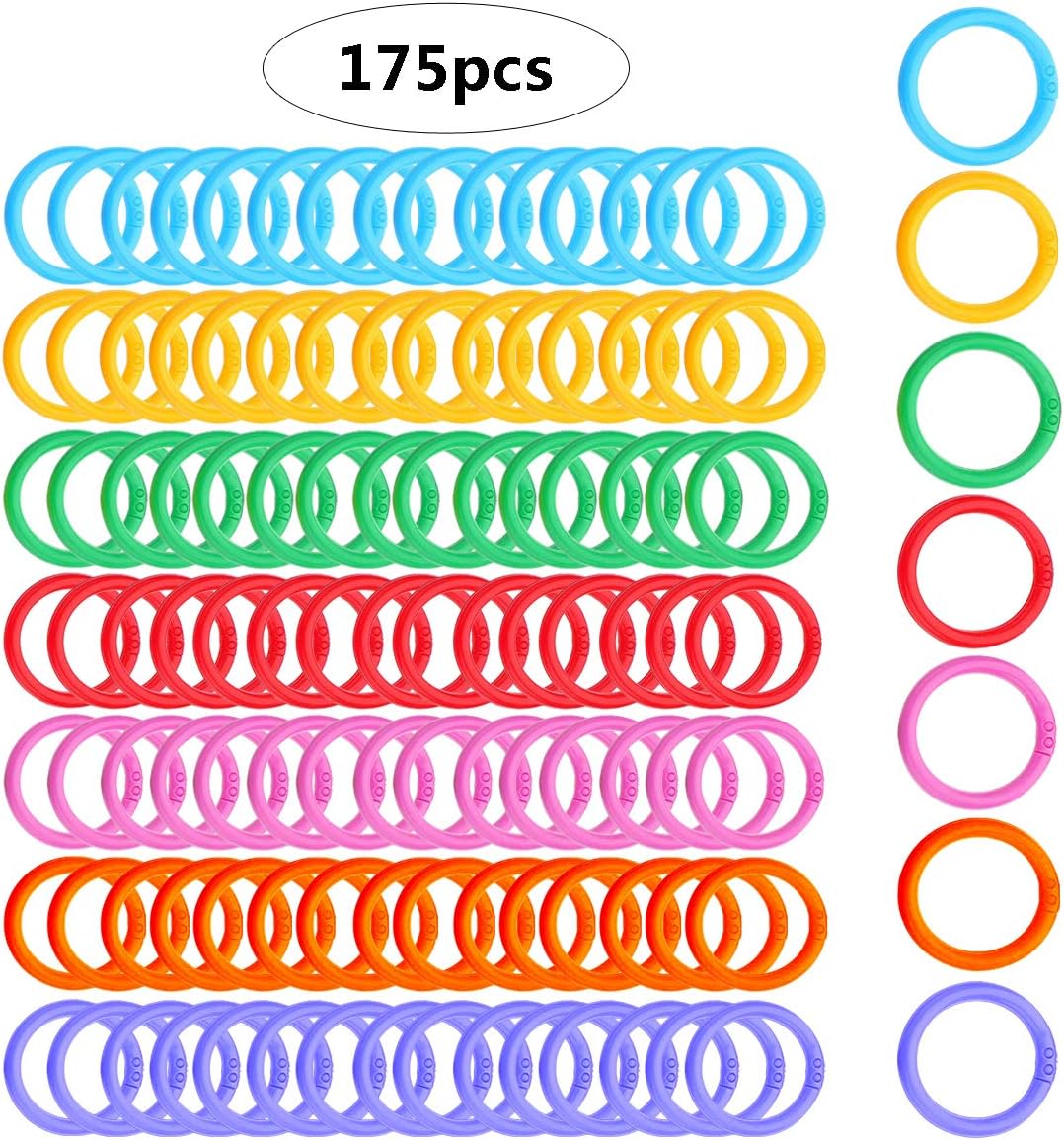 Amazon.com : Outus 144 Pieces Plastic Binder Rings Loose Leaf Multi ...